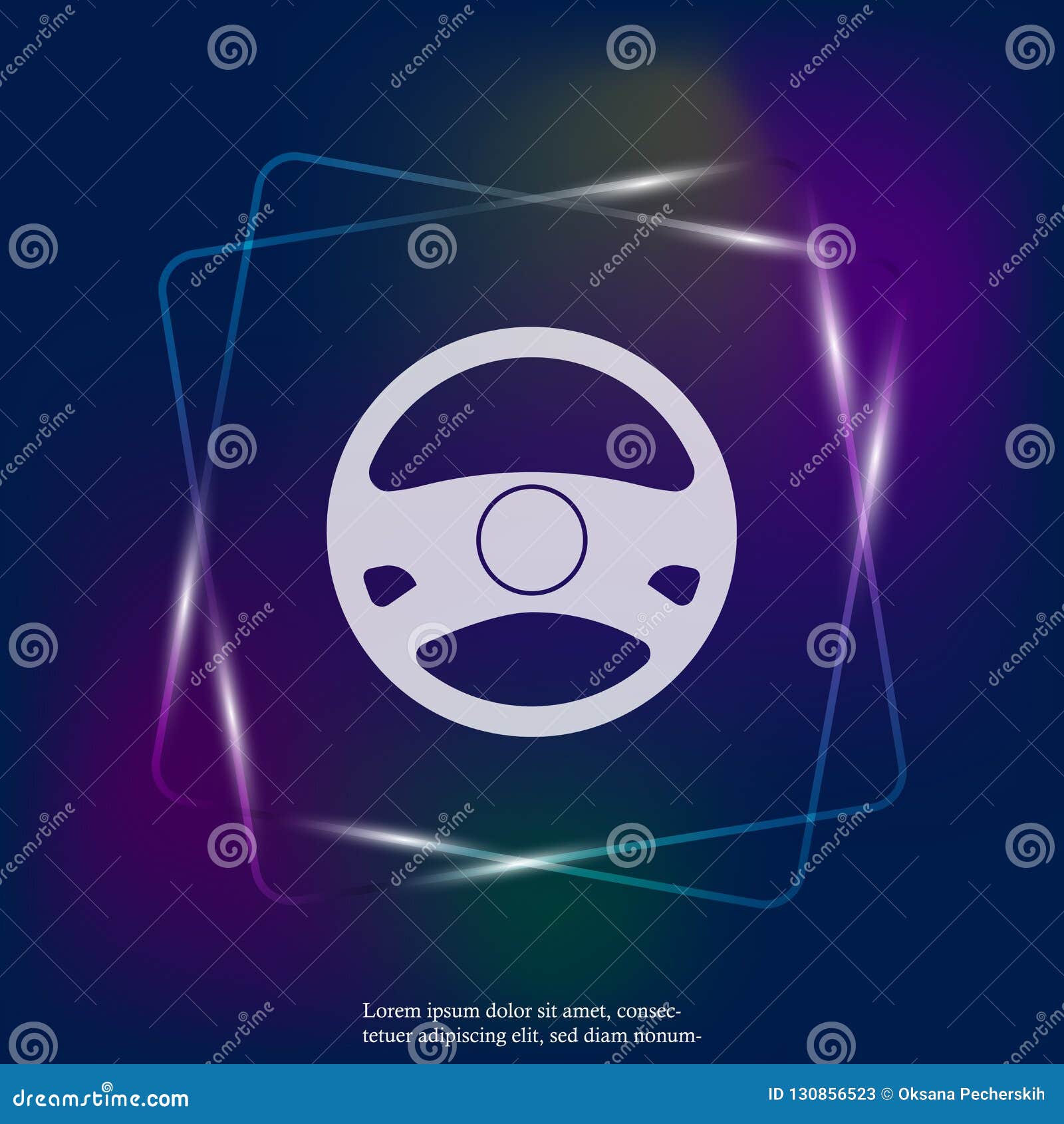 Vector Neon Light Icon of Car Steering Wheel. Layers Grouped for Stock ...