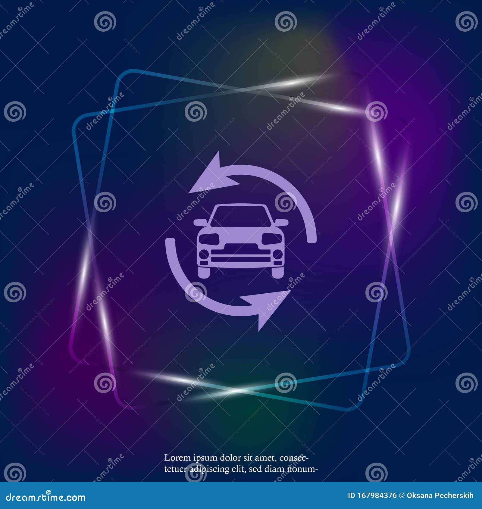 Vector Neon Light Icon Car Trade. Change the Car with a Surcharge ...