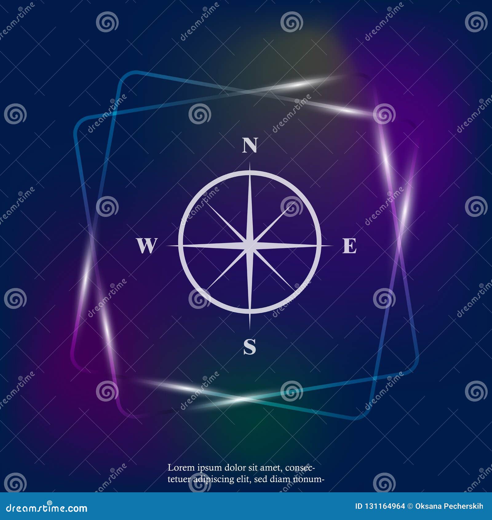 Vector Neon Light Icon of the Compass. Illustration of a Compass Stock ...