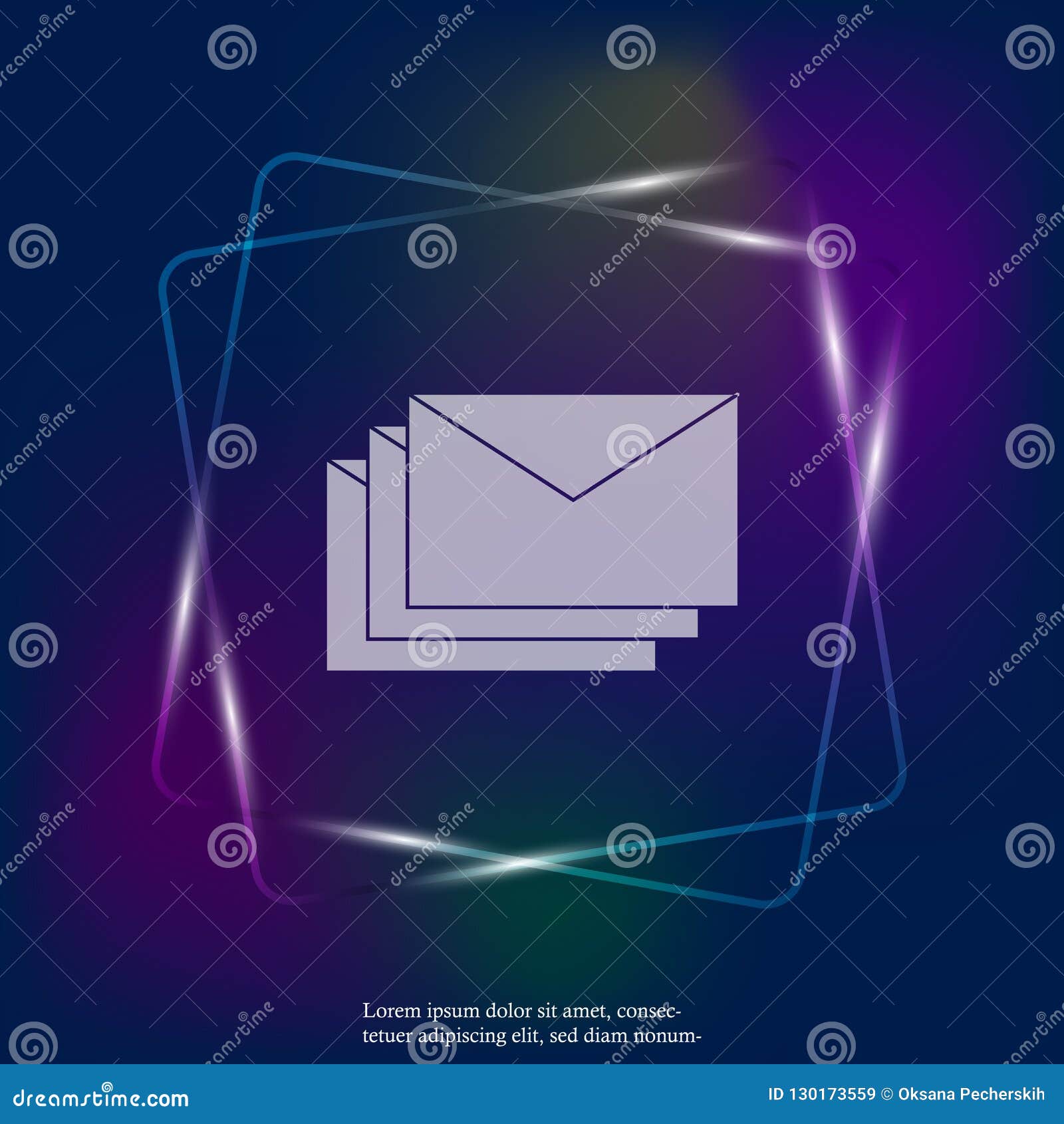 Vector Neon Light Icon of Envelope. Paper Envelope Flies To the Stock ...