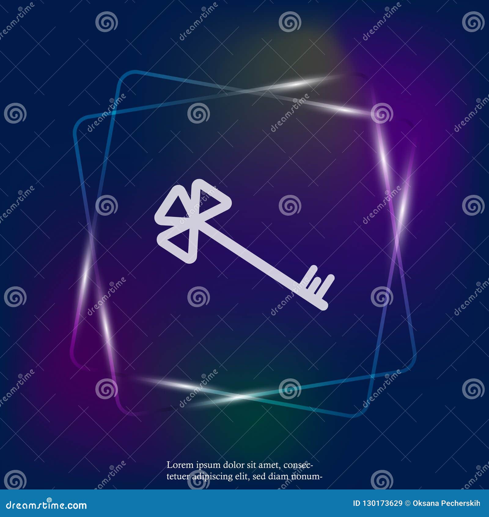 Vector Neon Light Icon of a Key. Vector Flat Key Illustration Stock ...