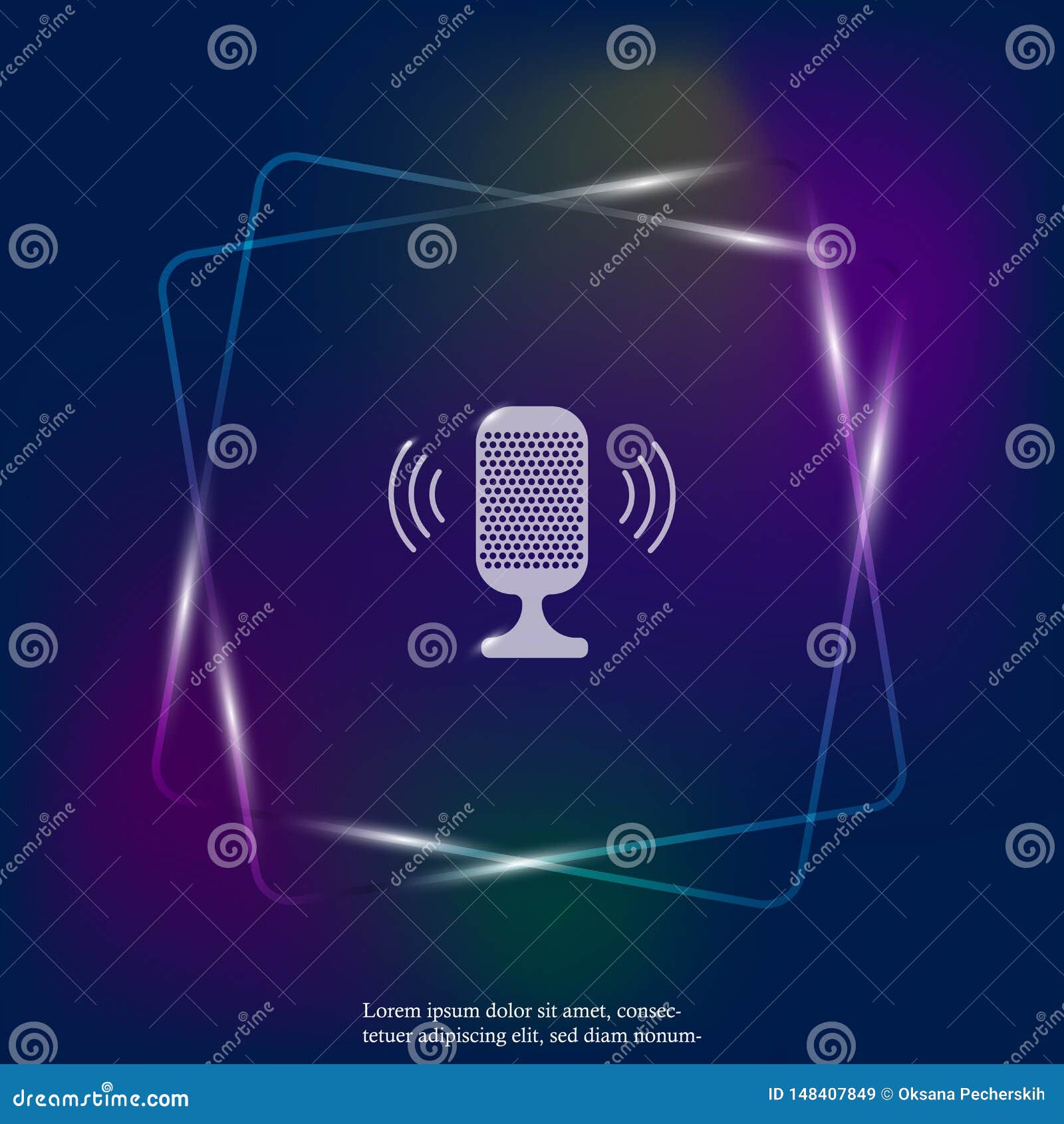 Vector Neon Light Icon Microphone Stock Vector - Illustration of ...