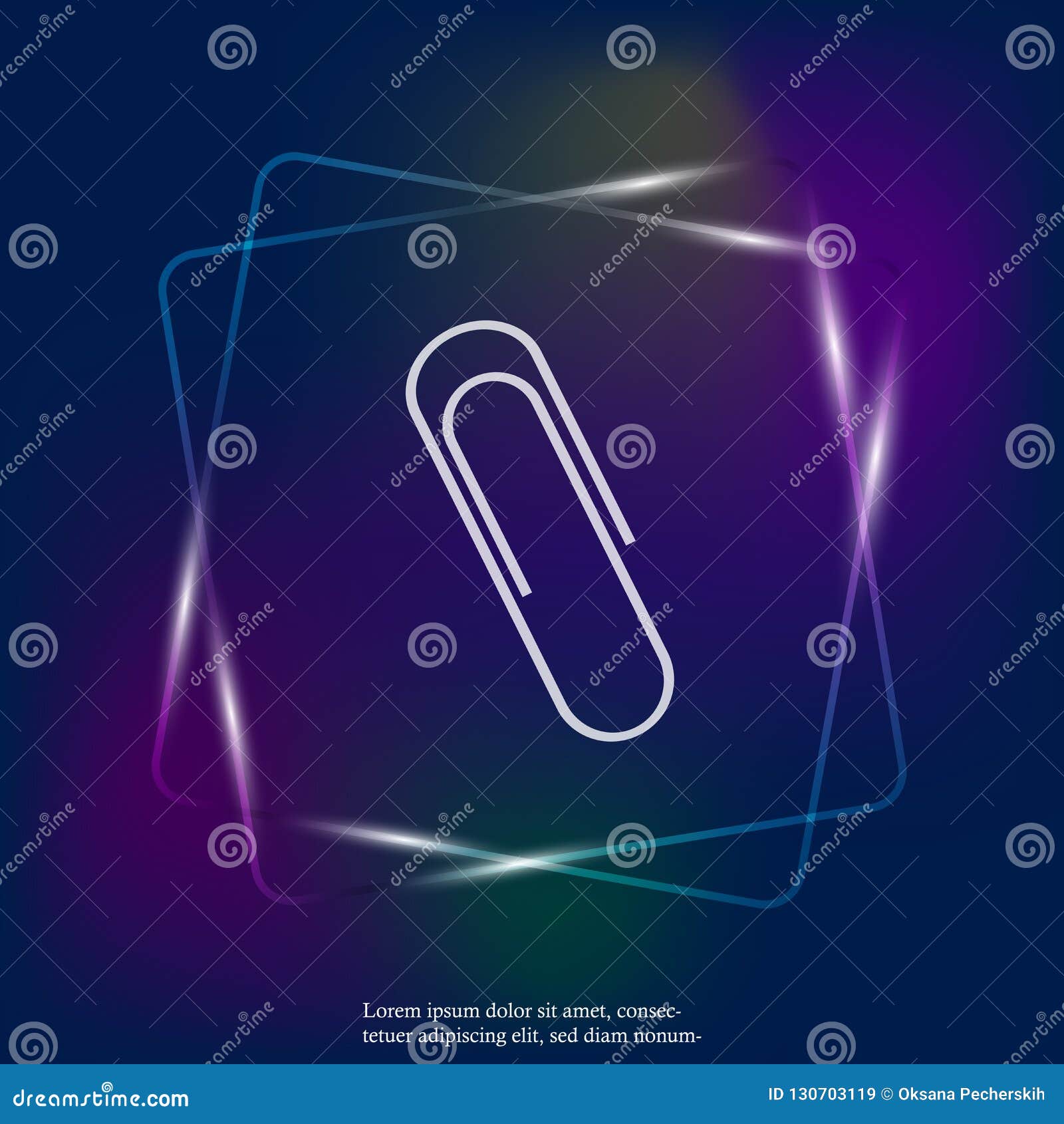 Vector Neon Light Icon of a Paper Clip. Layers Grouped for Easy Stock ...