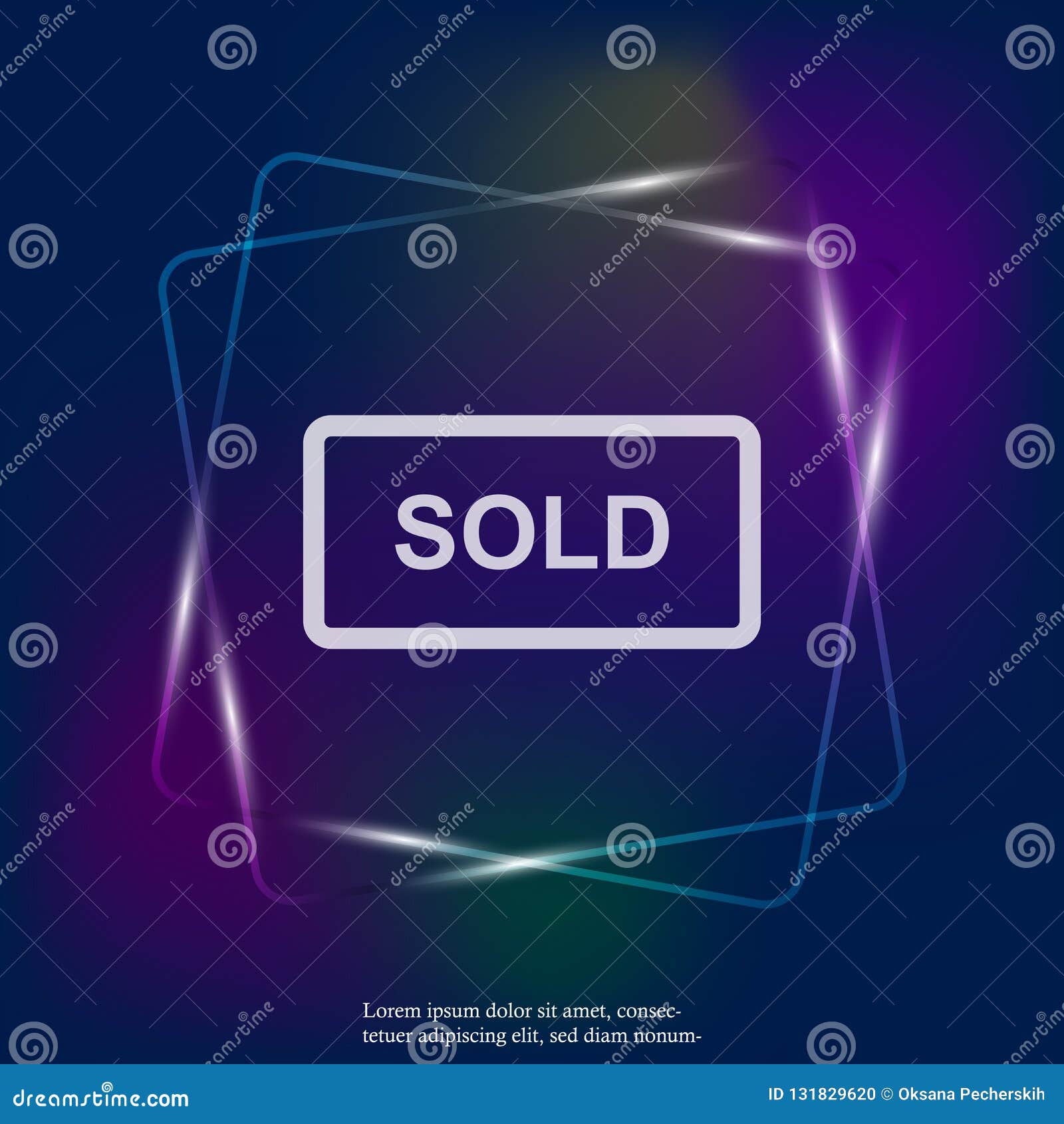 Vector Neon Light Icon Sold Stamp. Flat Image Sold Vector Illustration ...