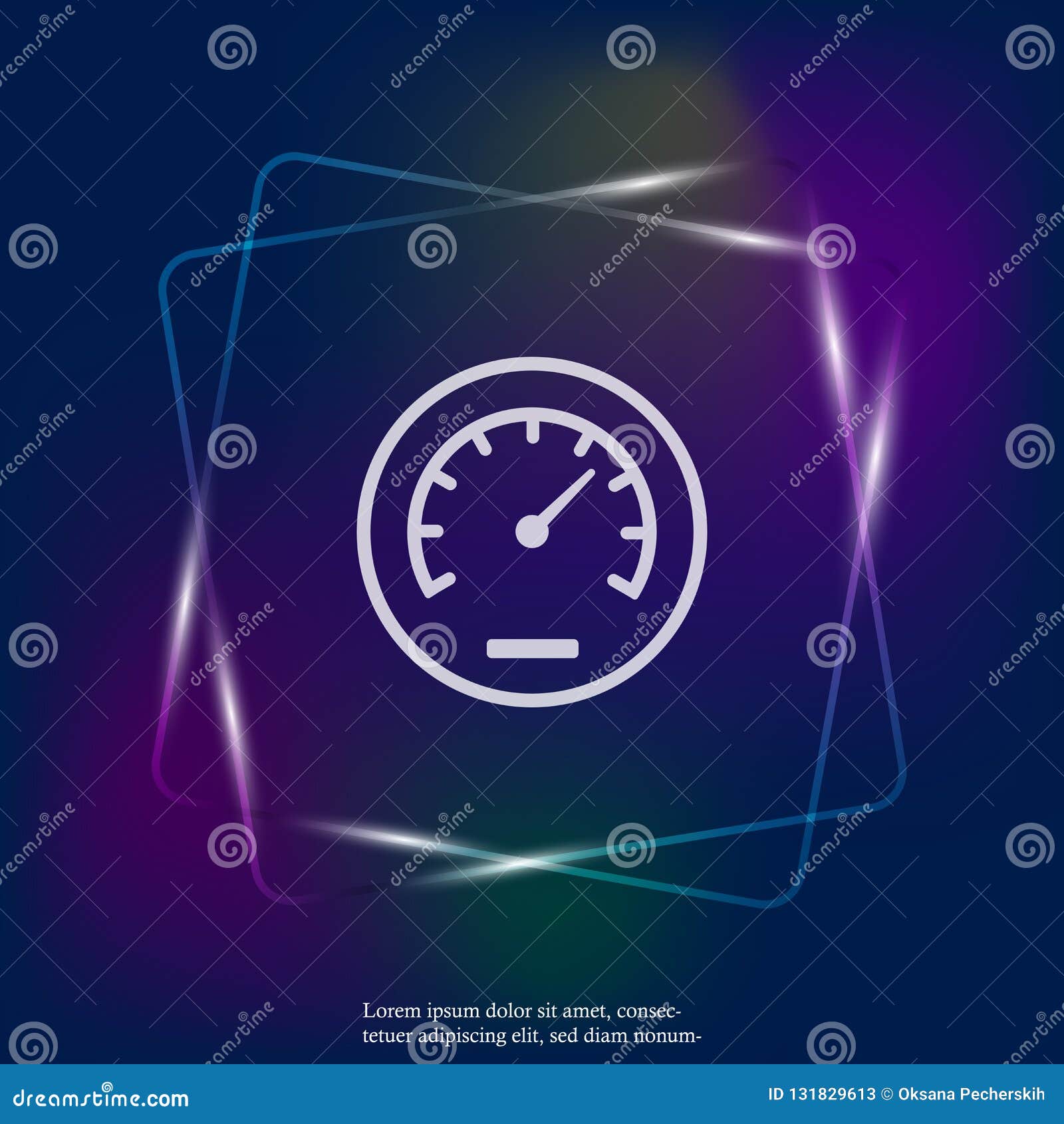 Vector Neon Light Icon Speedometer. Flat Image Speedometer Icon Stock ...