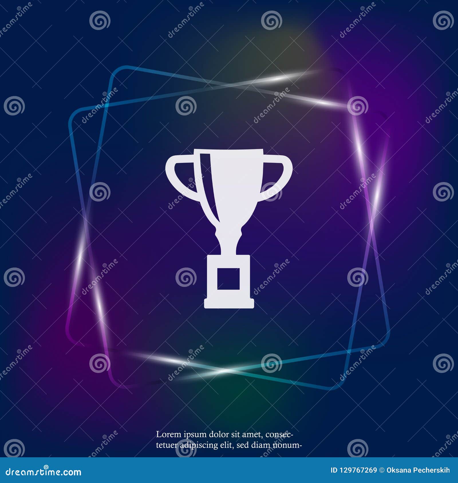Vector Neon Light Image of a Trophy Cup. Cup Symbol of Winning, Stock ...