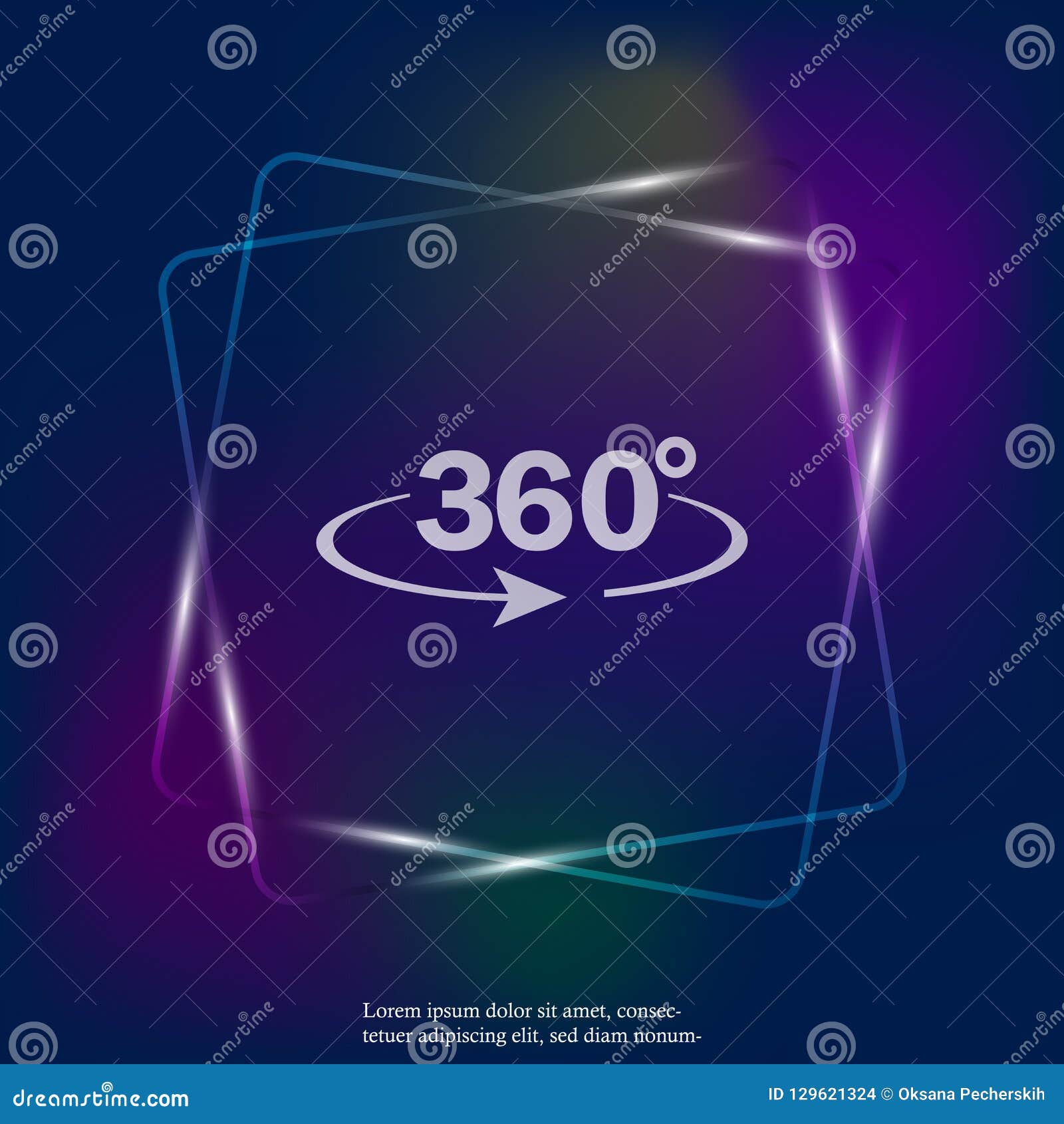 Vector Neon Light Image Turn Sign 360 Degrees. Layers Grouped for Easy ...