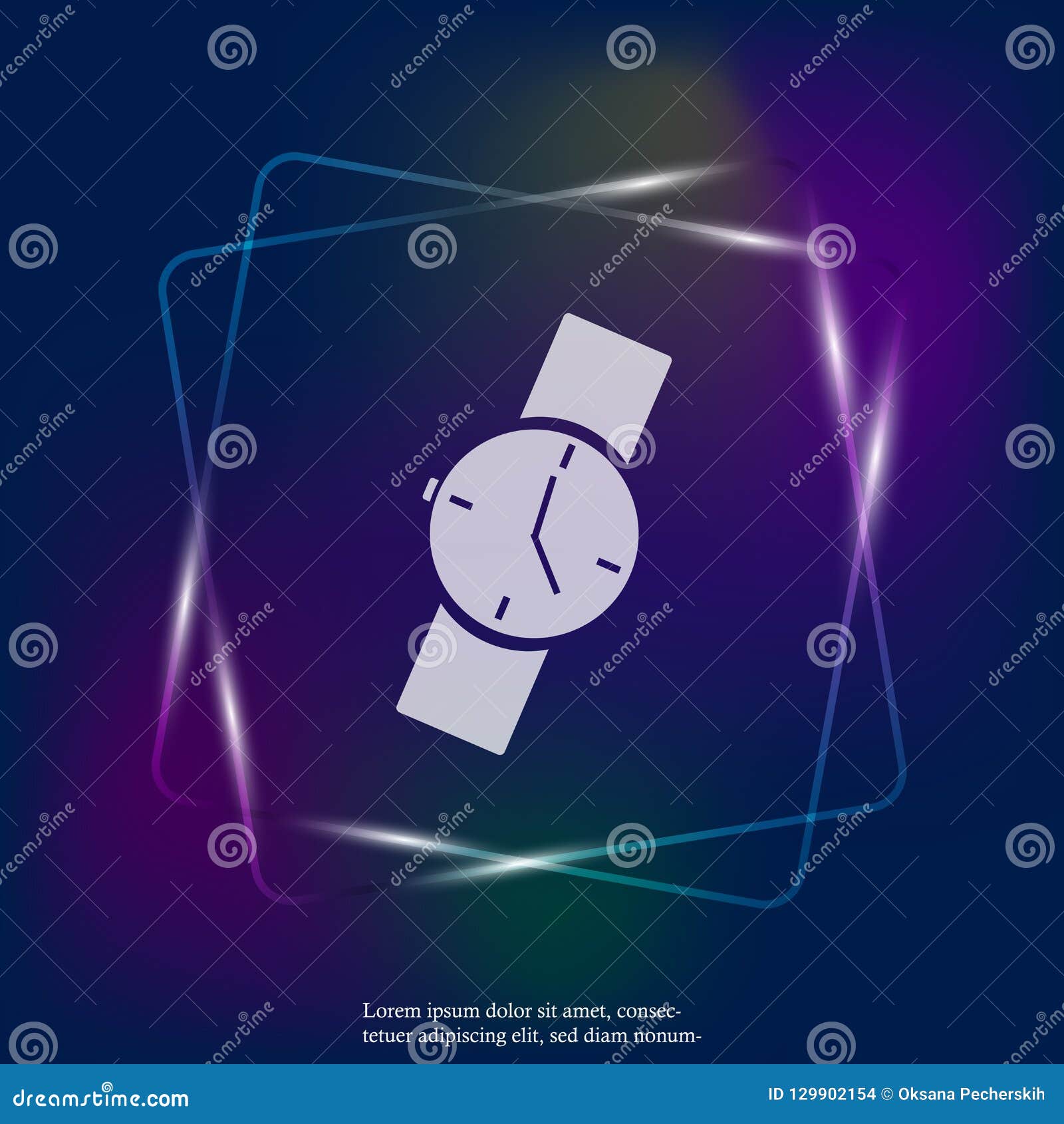 Vector Neon Light Image of a Wristwatch. Clock Icon. Layers Grouped for ...
