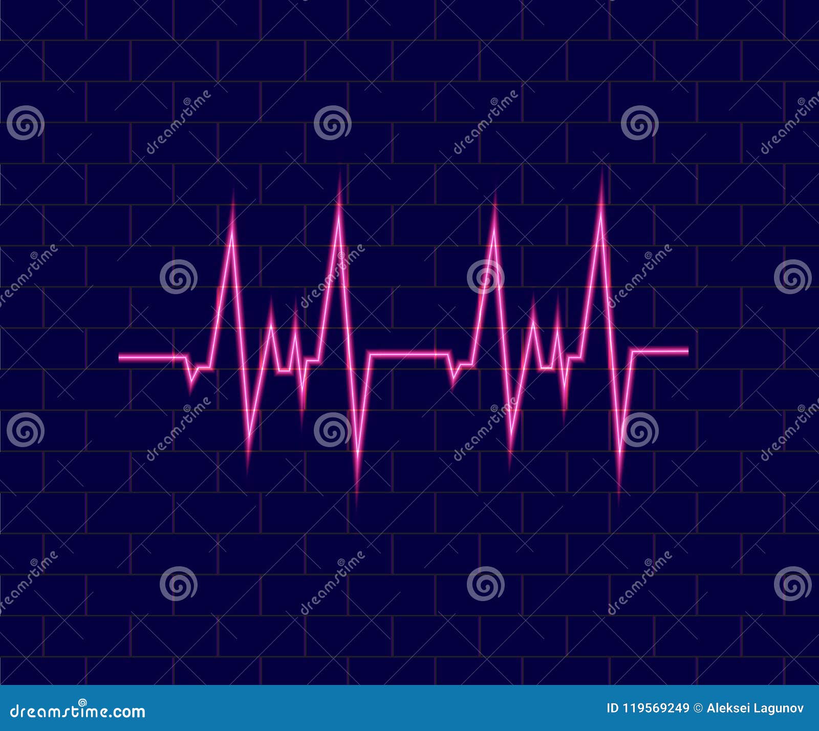 Vector Neon Pulse, HeartBeat Scheme Glowing on Dark Background. Stock ...
