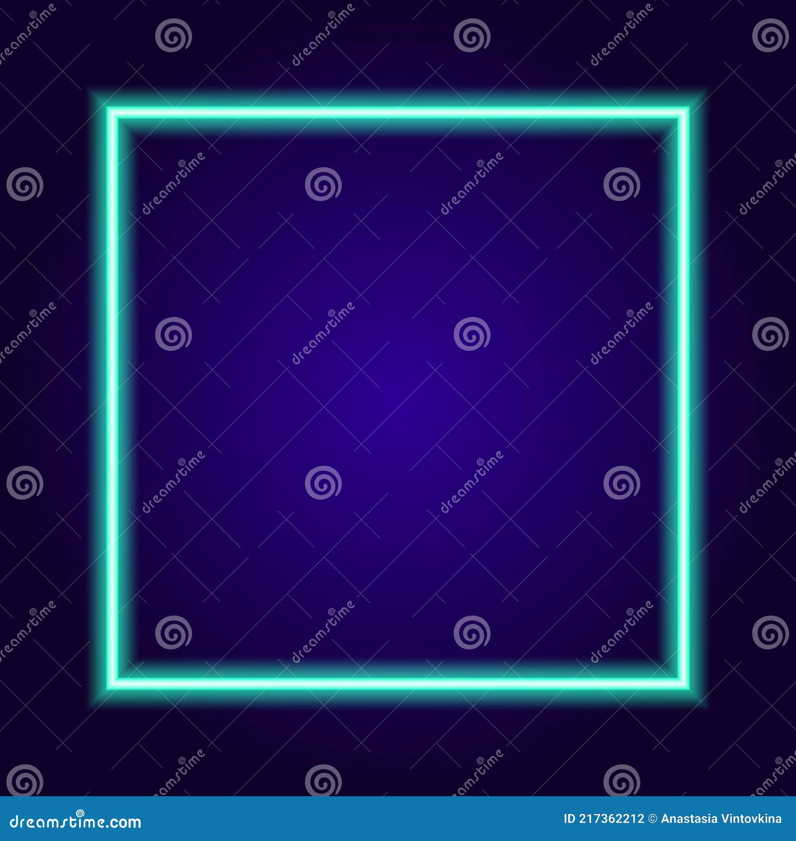 Vector Neon Square of Turquoise Color on a Dark Blue Background with a ...