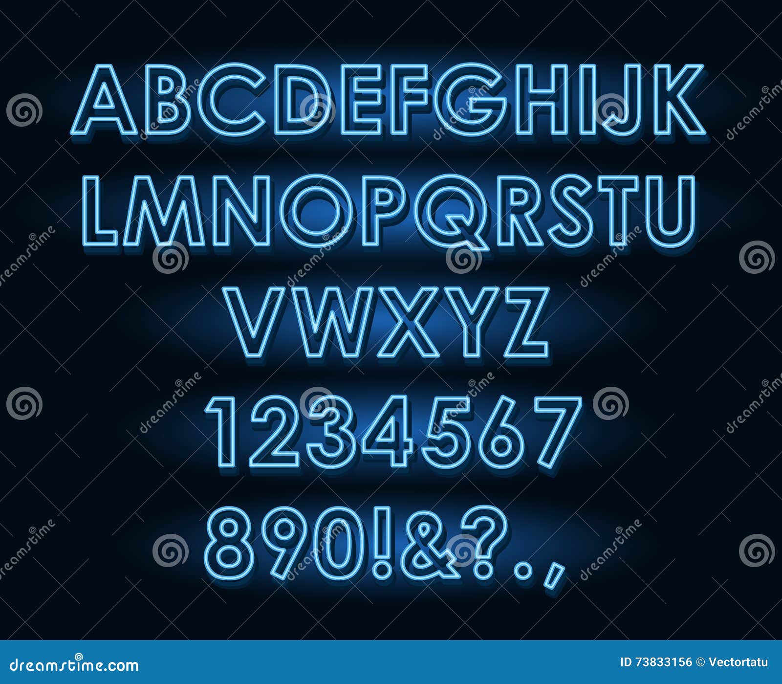 Vector Neon Tube Light Letters Font | CartoonDealer.com #73833156