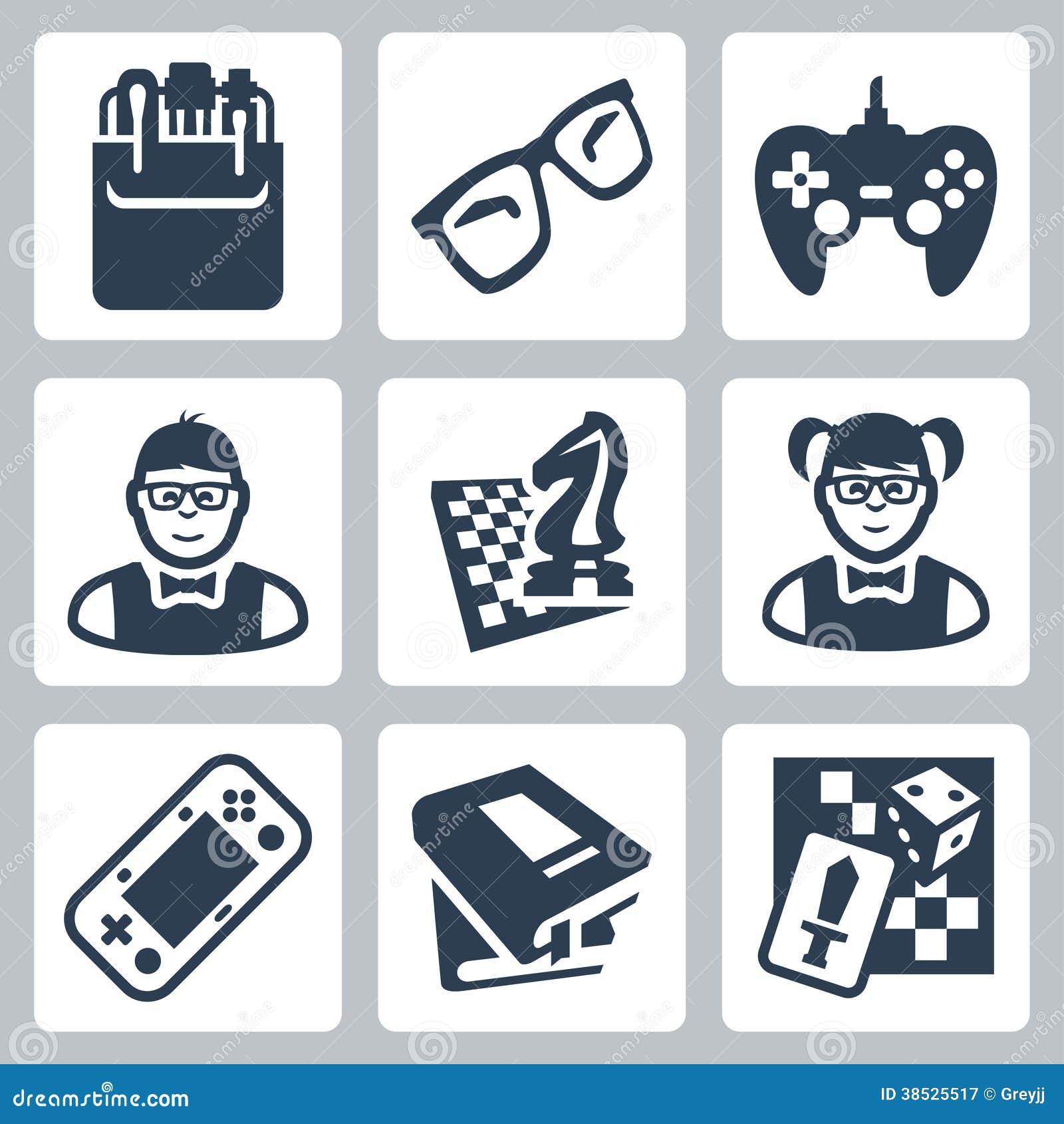 Vector nerd icons set stock vector. Illustration of joystick - 38525517