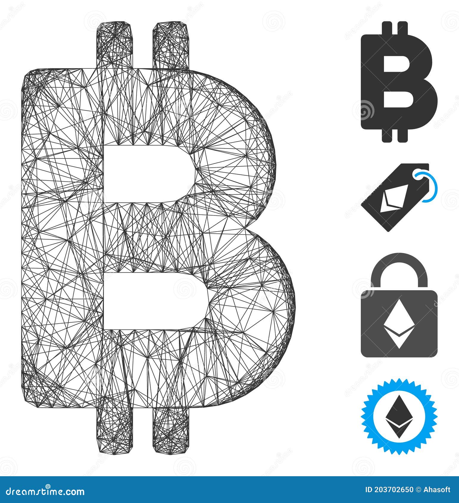 Linear Bitcoin Vector Mesh stock illustration. Illustration of linear ...