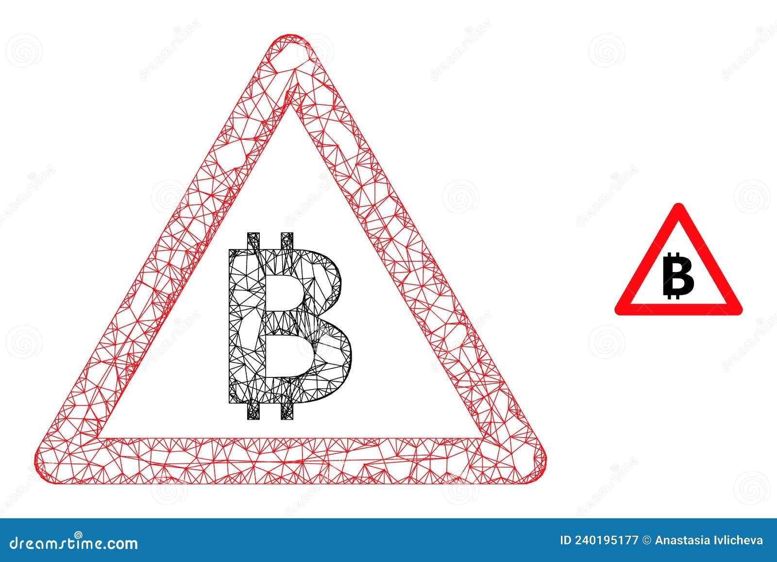 Hatched Mesh Bitcoin Warning Icon Stock Vector - Illustration of ...