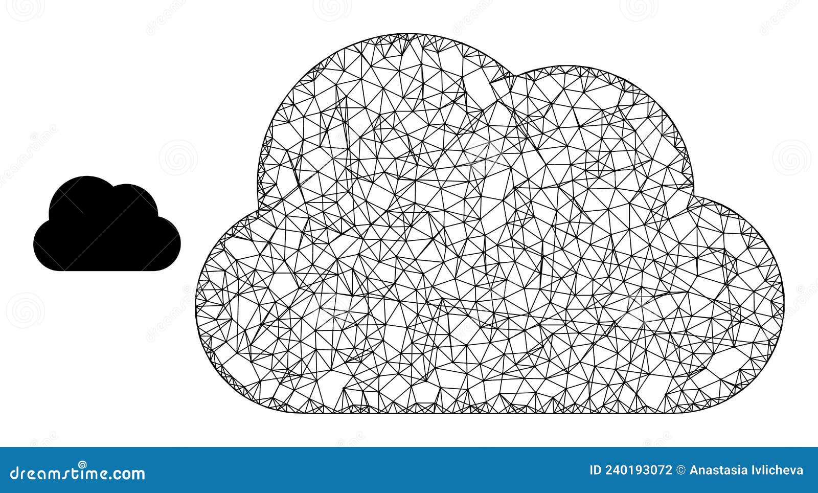 Linear Mesh Cloud Icon stock vector. Illustration of intersection ...