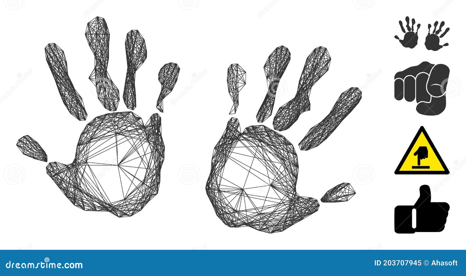 Net Hand Prints Vector Mesh Stock Illustration - Illustration of lines ...