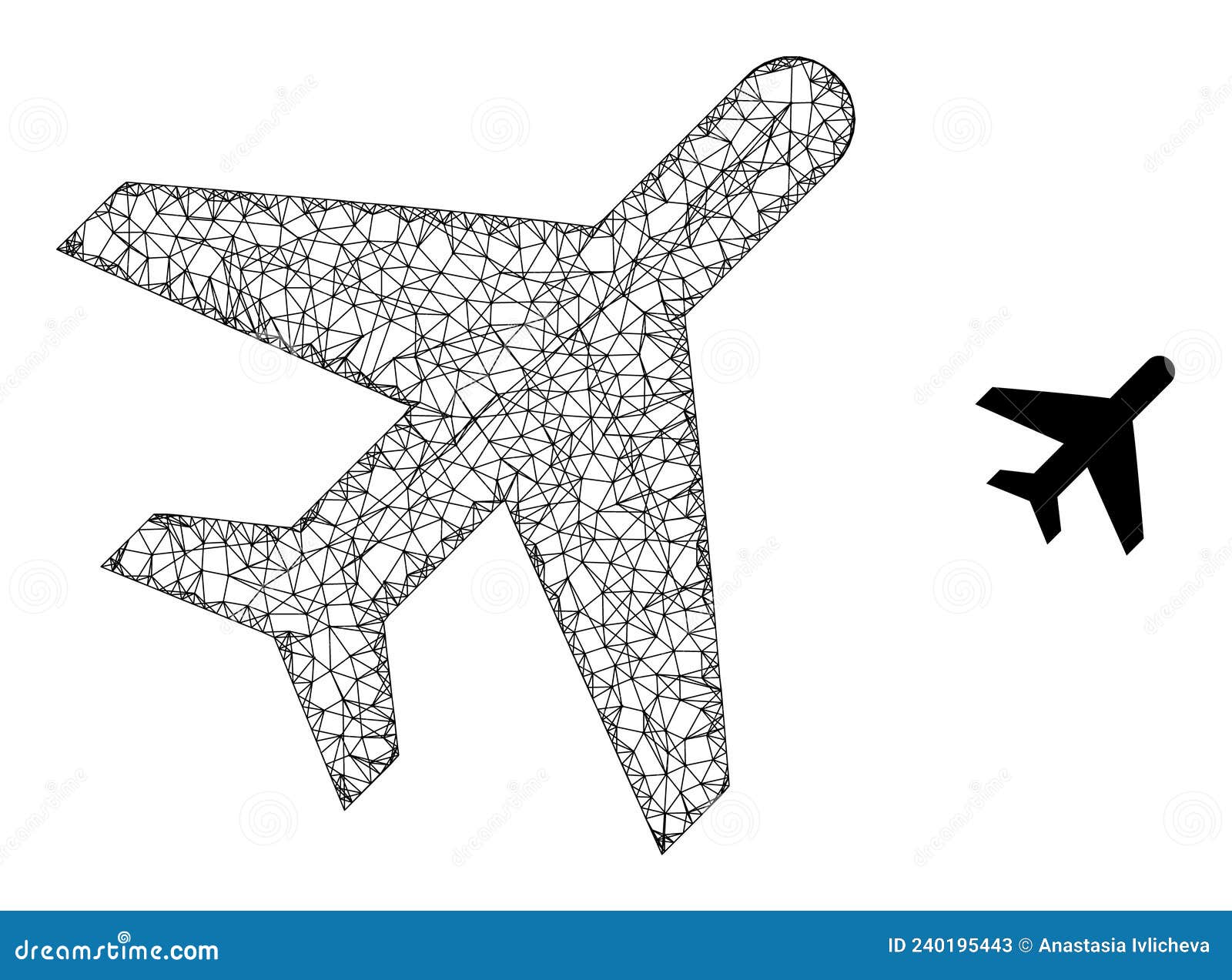Network Mesh Airplane Icon stock vector. Illustration of icon - 240195443