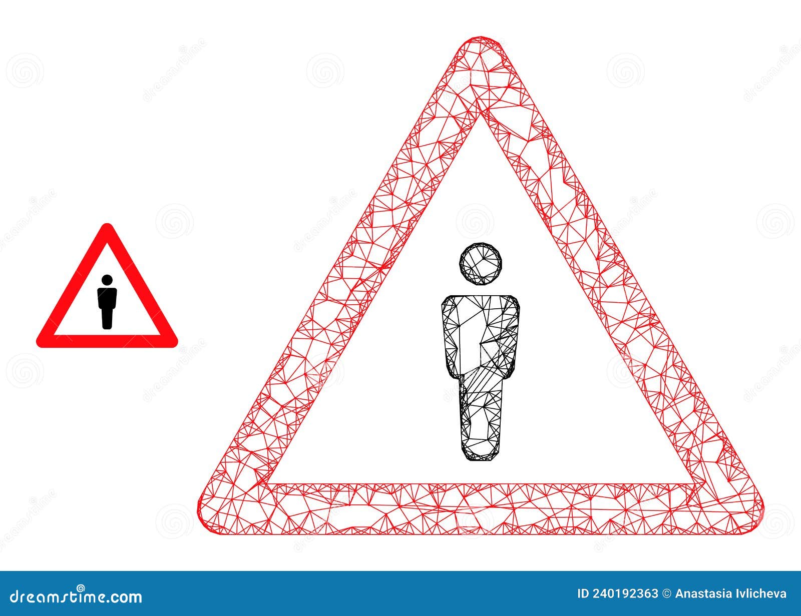Network Mesh Human Warning Icon Stock Vector - Illustration of carcass ...
