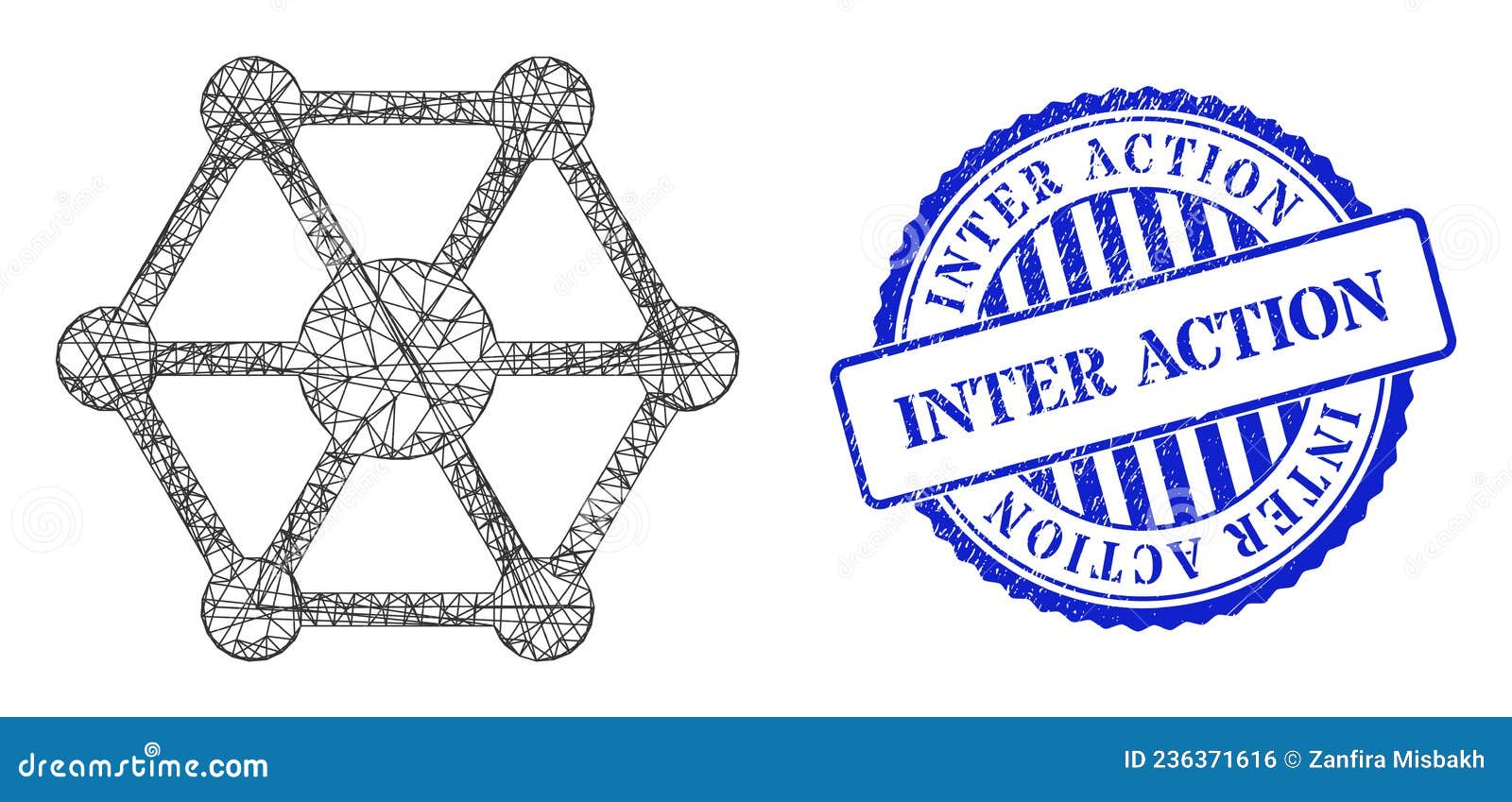Grunge Inter Action Stamp Seal and Net IoT Mesh Stock Vector ...