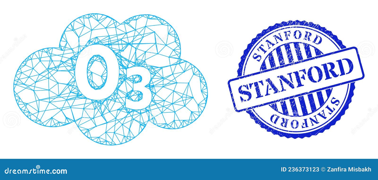 Grunge Stanford Stamp and Network Ozone Cloud Web Mesh Stock Vector ...