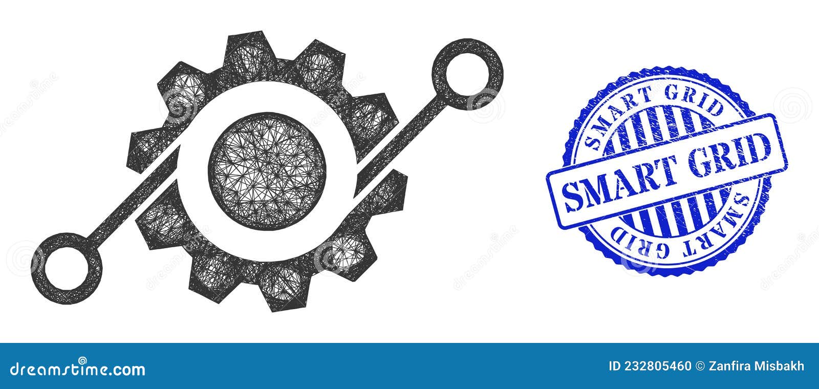 Scratched Smart Grid Stamp and Hatched Smart Gear Web Mesh Stock Vector ...