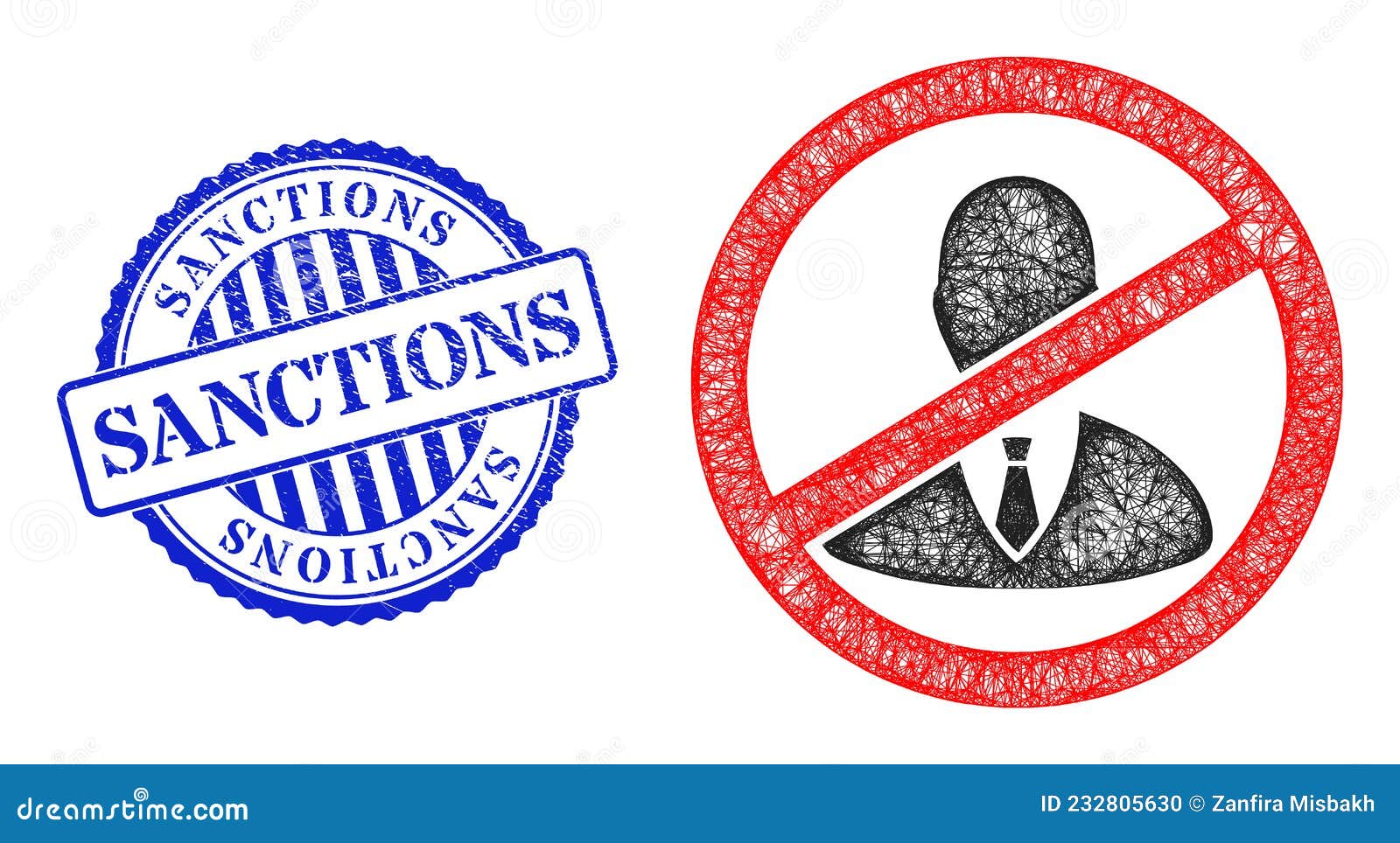 Textured Sanctions Badge and Net Stop Boss Mesh Stock Vector ...