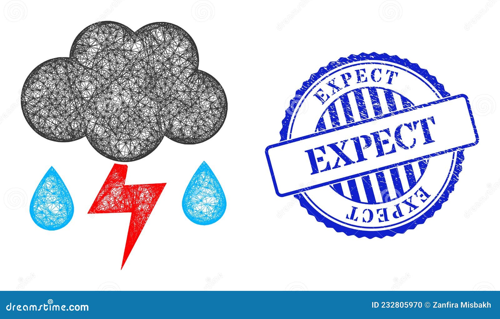 Scratched Expect Stamp Seal and Net Thunderstorm Rain Web Mesh Stock ...