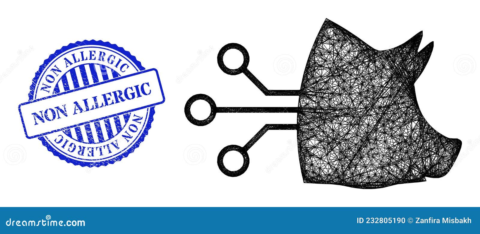 Grunge Non Allergic Stamp and Net Pig Brain Interface Mesh Stock Vector ...