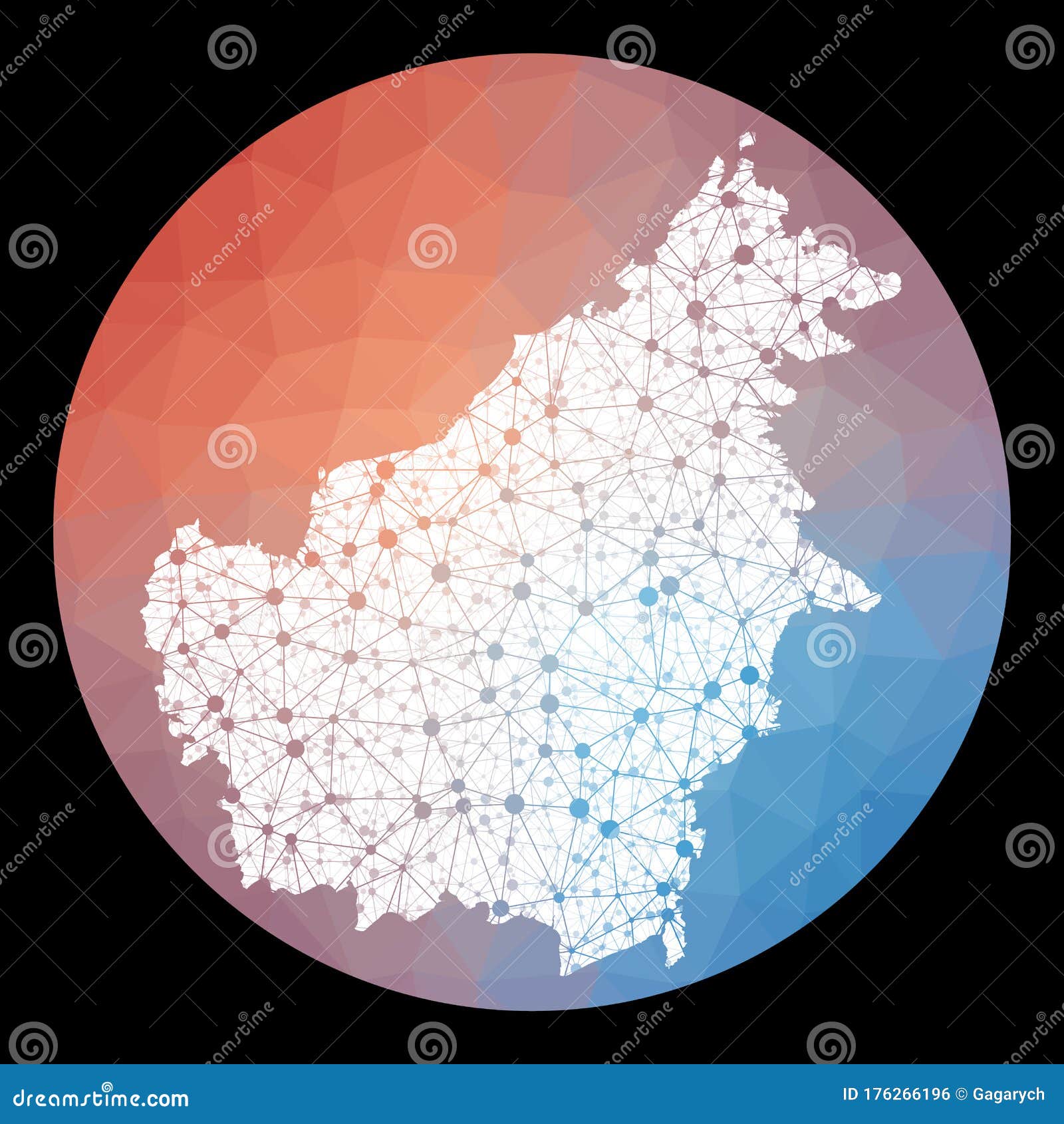 Vector network Borneo map. stock vector. Illustration of infographic ...