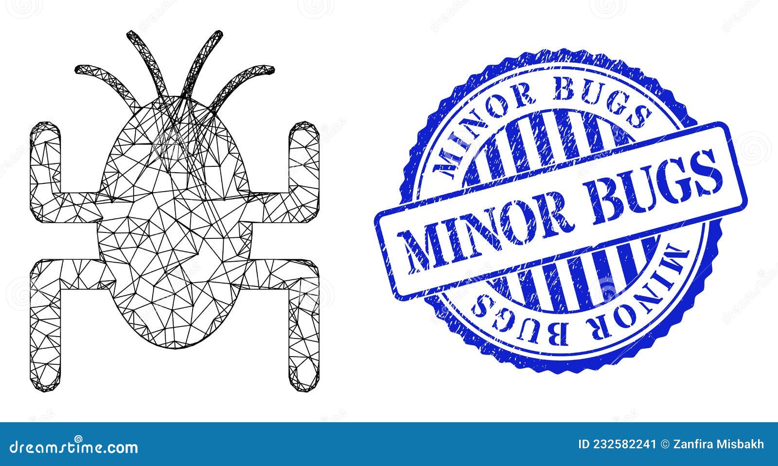 Rubber Minor Bugs Badge and Hatched Bug Tick Web Mesh Stock Vector ...