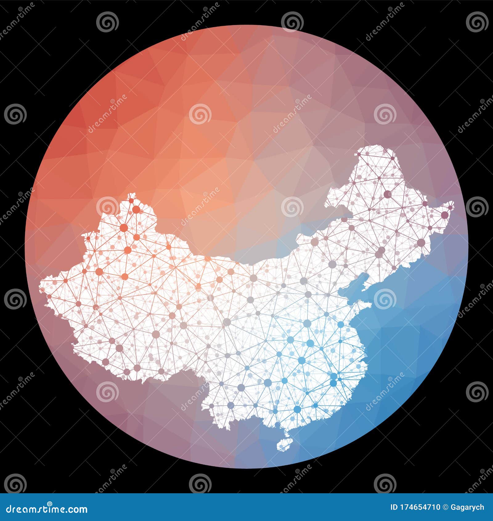 Vector network China map. stock vector. Illustration of asia - 174654710