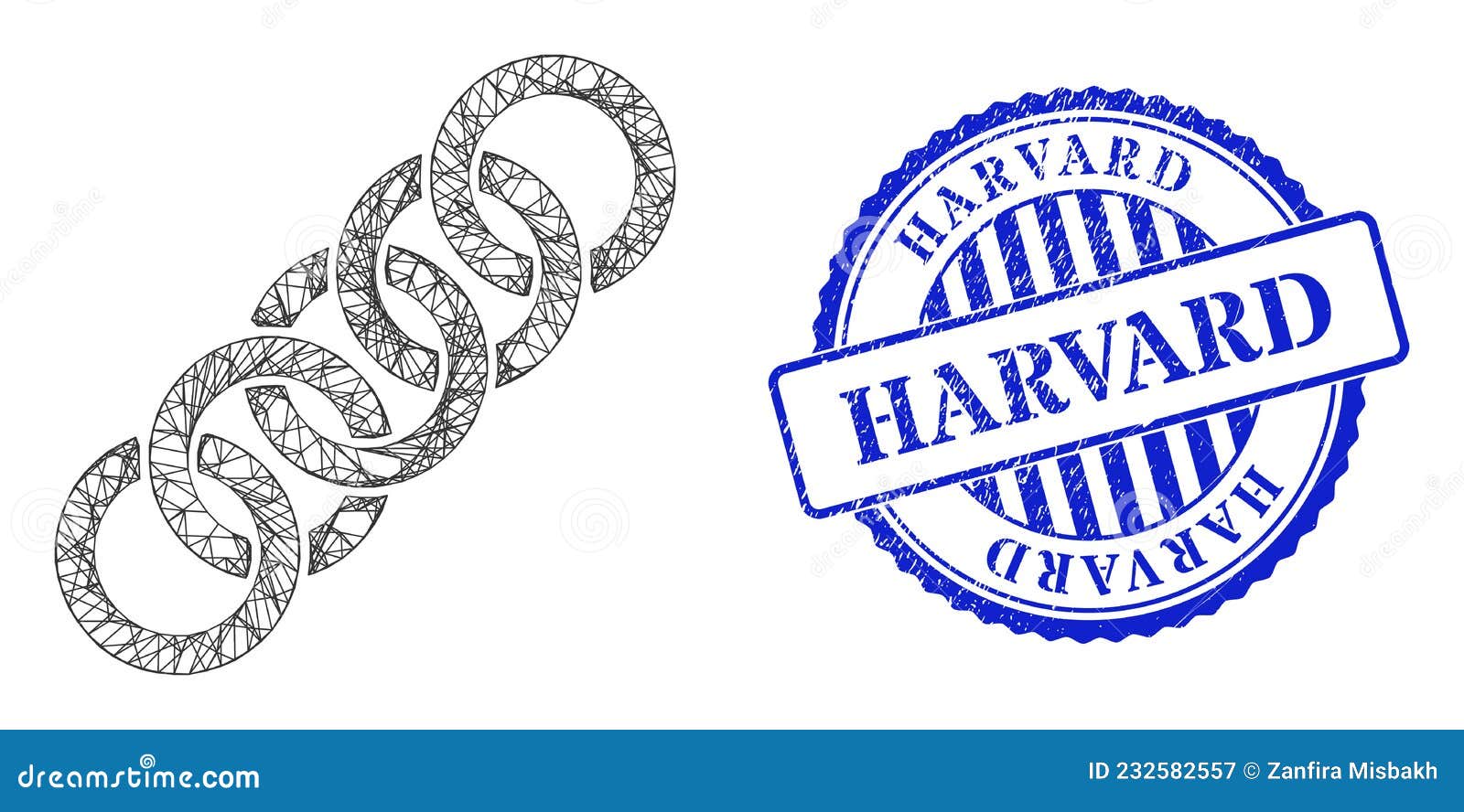 Rubber Harvard Stamp and Network Circle Chain Mesh Stock Vector ...