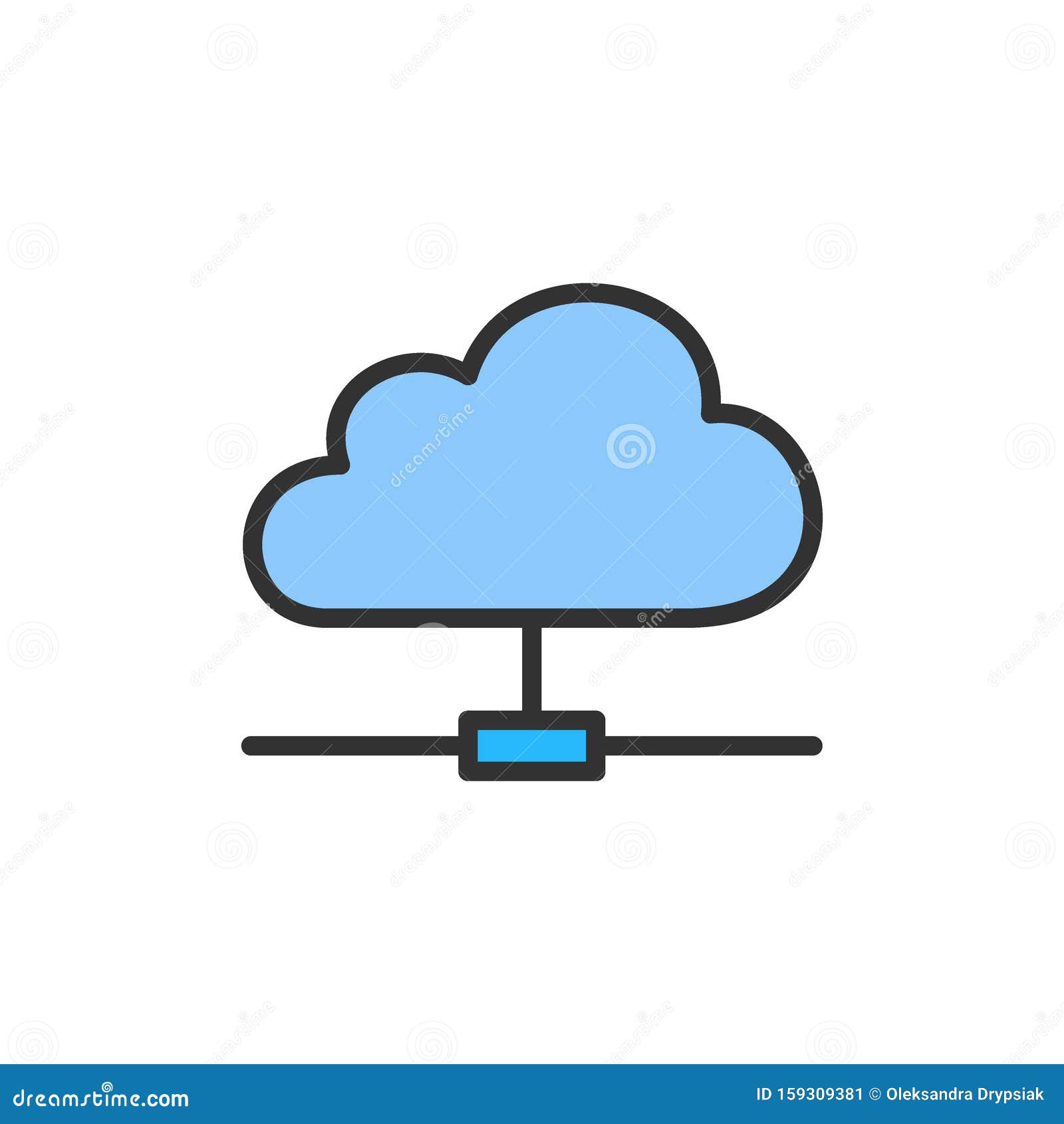 Vector Network Cloud Flat Color Line Icon. Stock Vector - Illustration ...