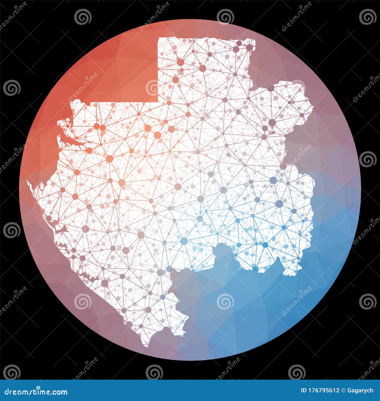 Vector network Gabon map. stock vector. Illustration of fractal - 176795612