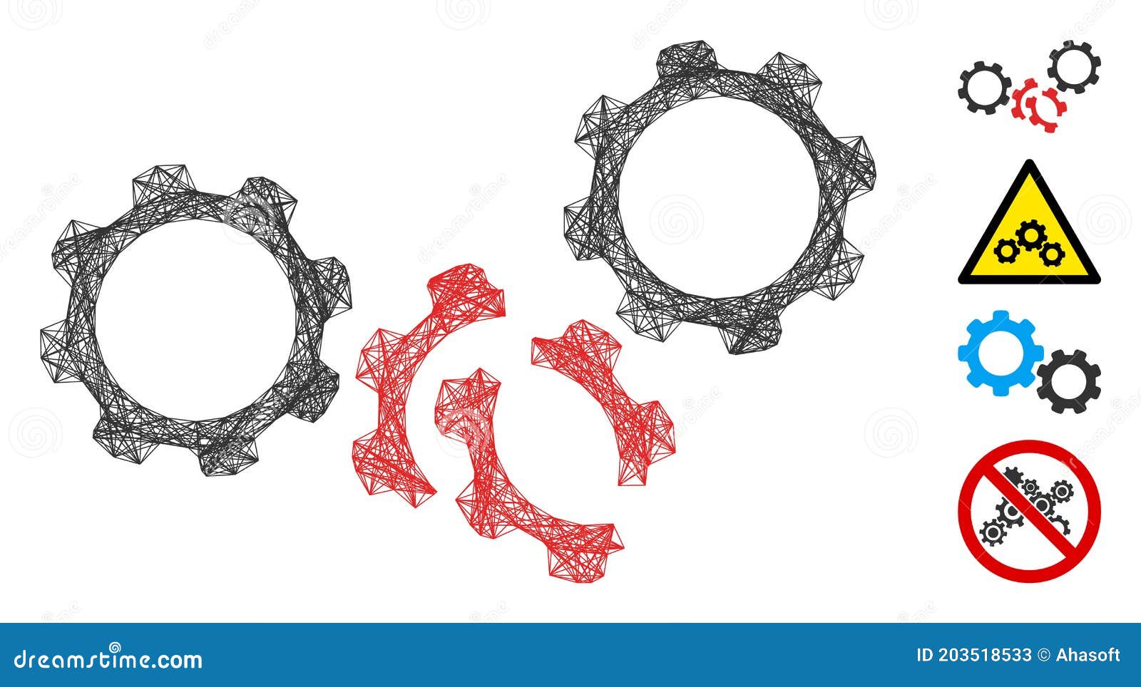Linear Gears Damage Vector Mesh Stock Illustration - Illustration of ...