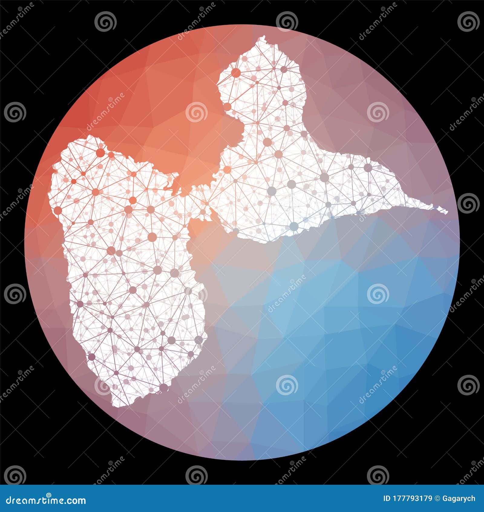Map Of Grande-Terre With Beautiful Gradients. Vector Illustration ...