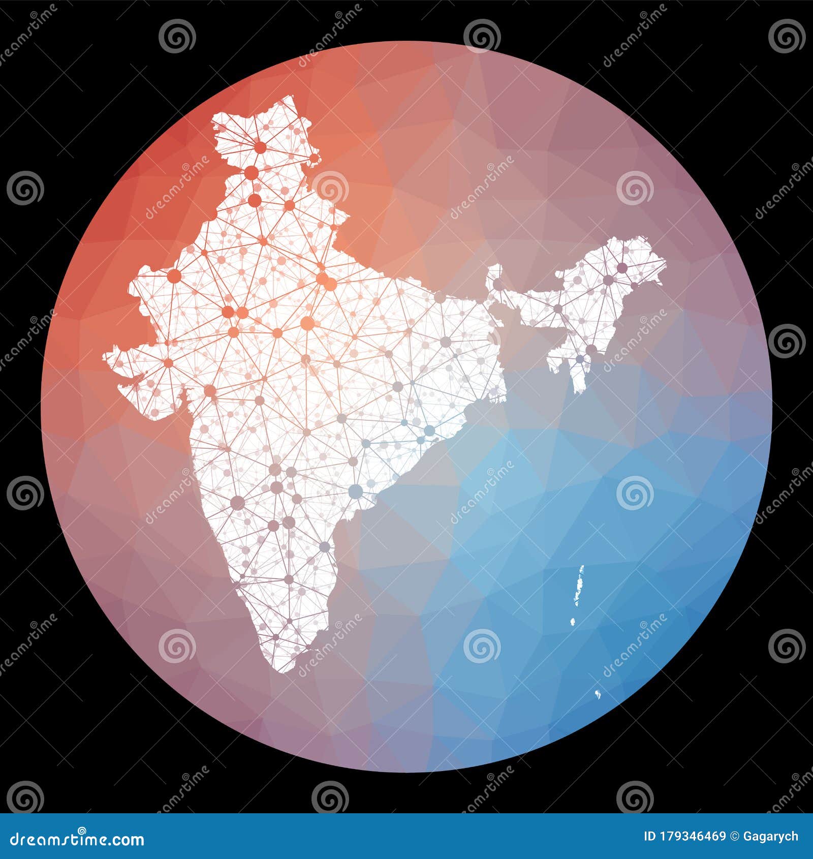 Vector network India map. stock vector. Illustration of geometric ...