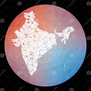 Vector network India map. stock vector. Illustration of geometric ...
