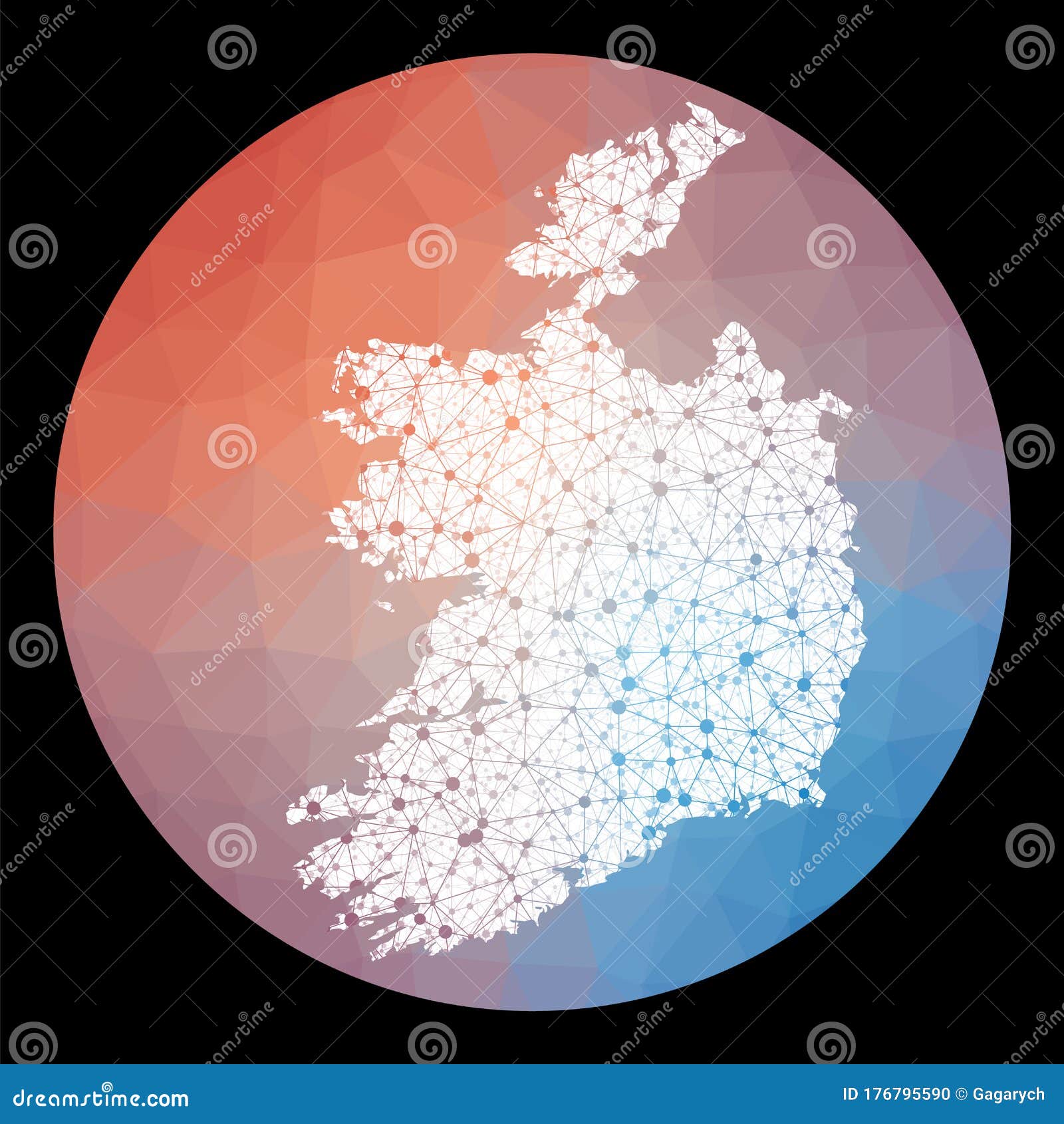 Vector Network Ireland Map. Stock Vector - Illustration of bright ...