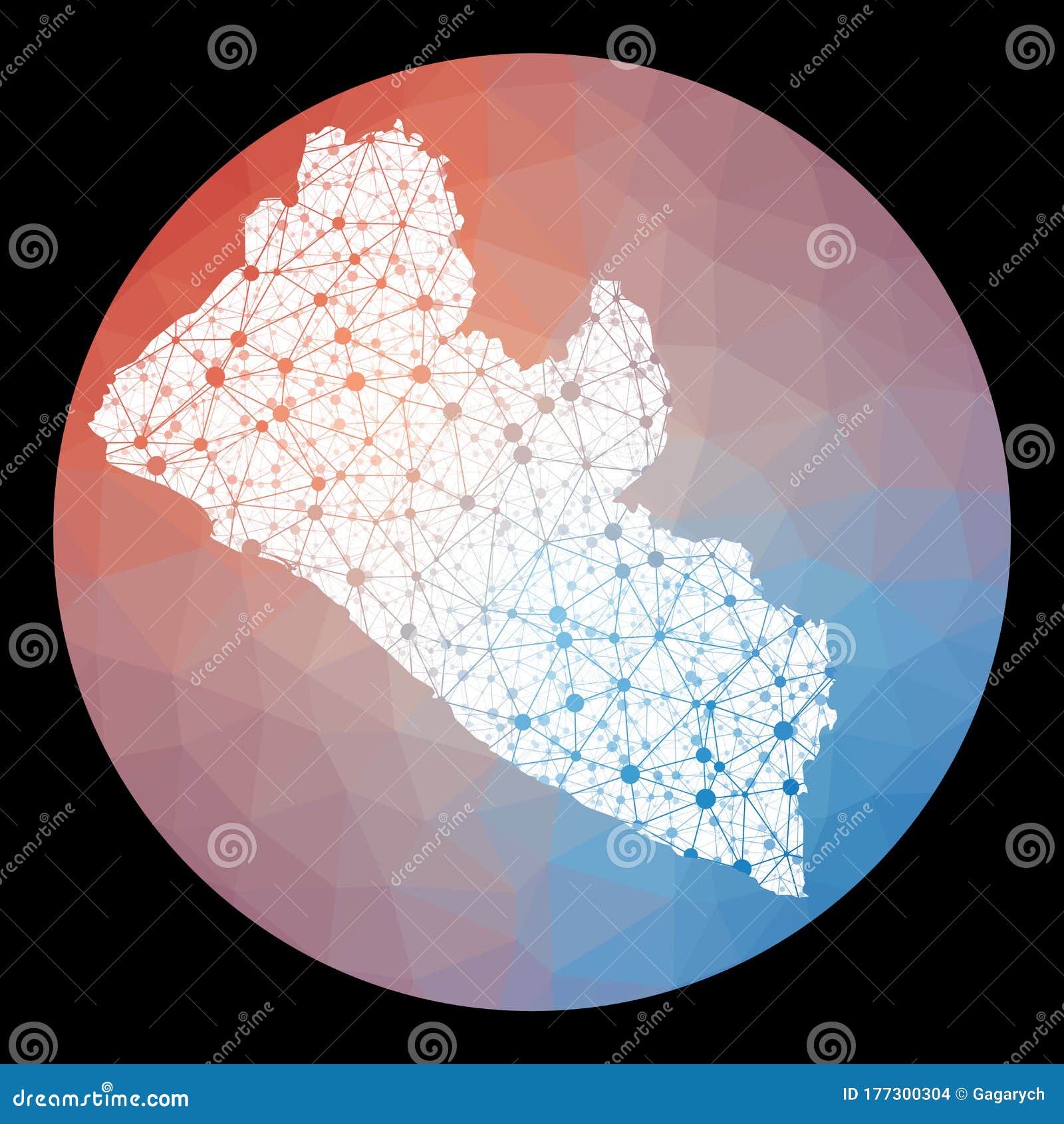 Vector Network Liberia Map. Stock Vector - Illustration of border ...