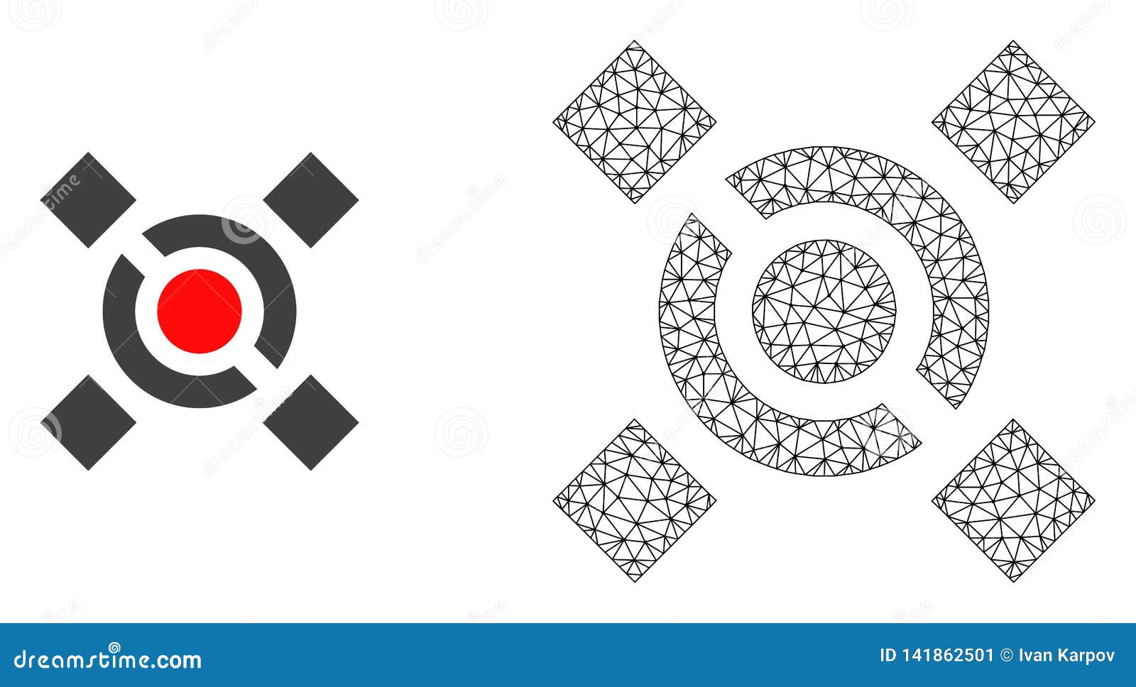 Vector Network Mesh Central Link and Flat Icon Stock Vector ...