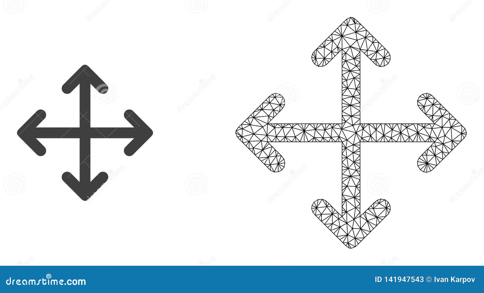 Vector Network Mesh Expand Arrows and Flat Icon Stock Vector ...