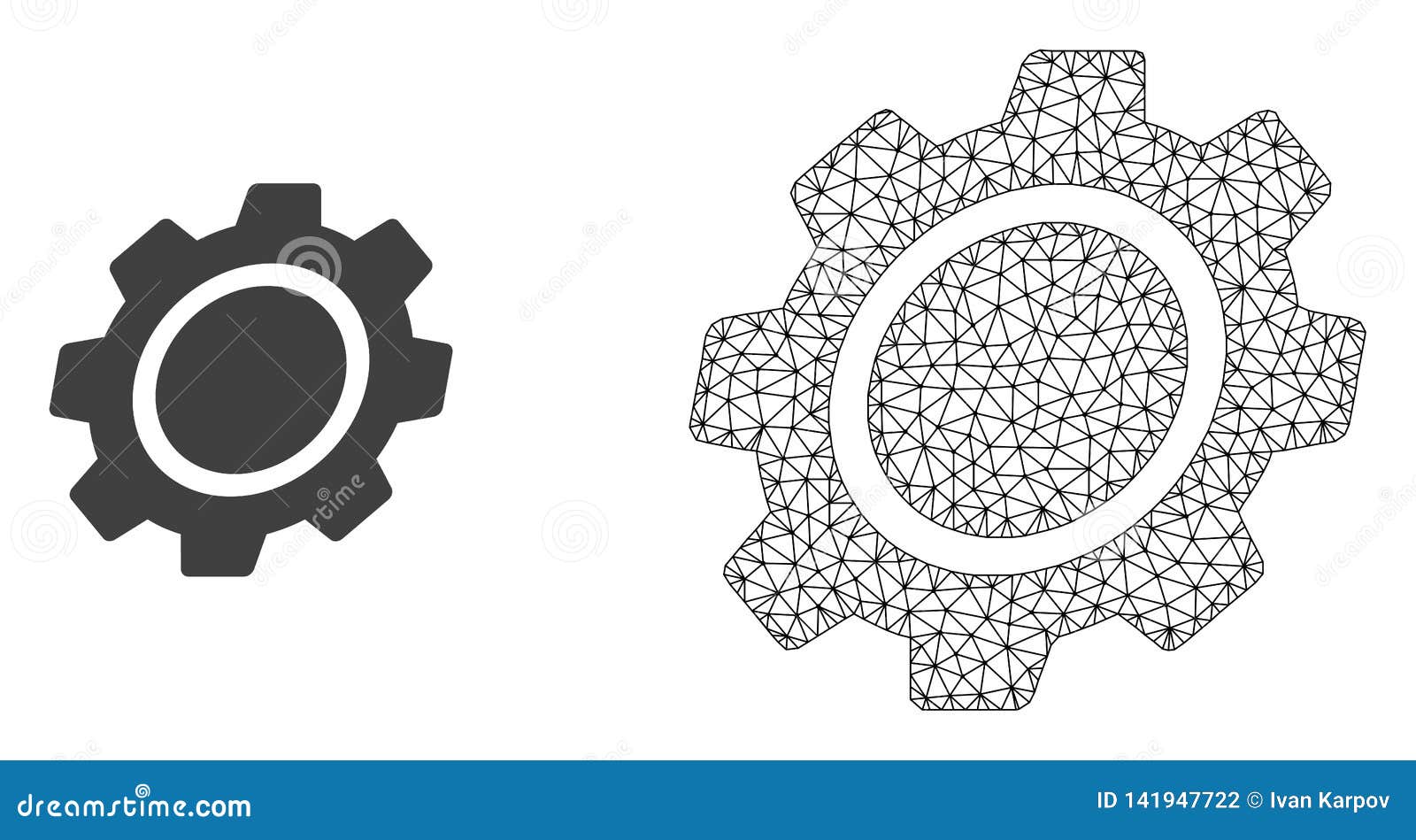 Vector Network Mesh Gear and Flat Icon Stock Vector - Illustration of ...