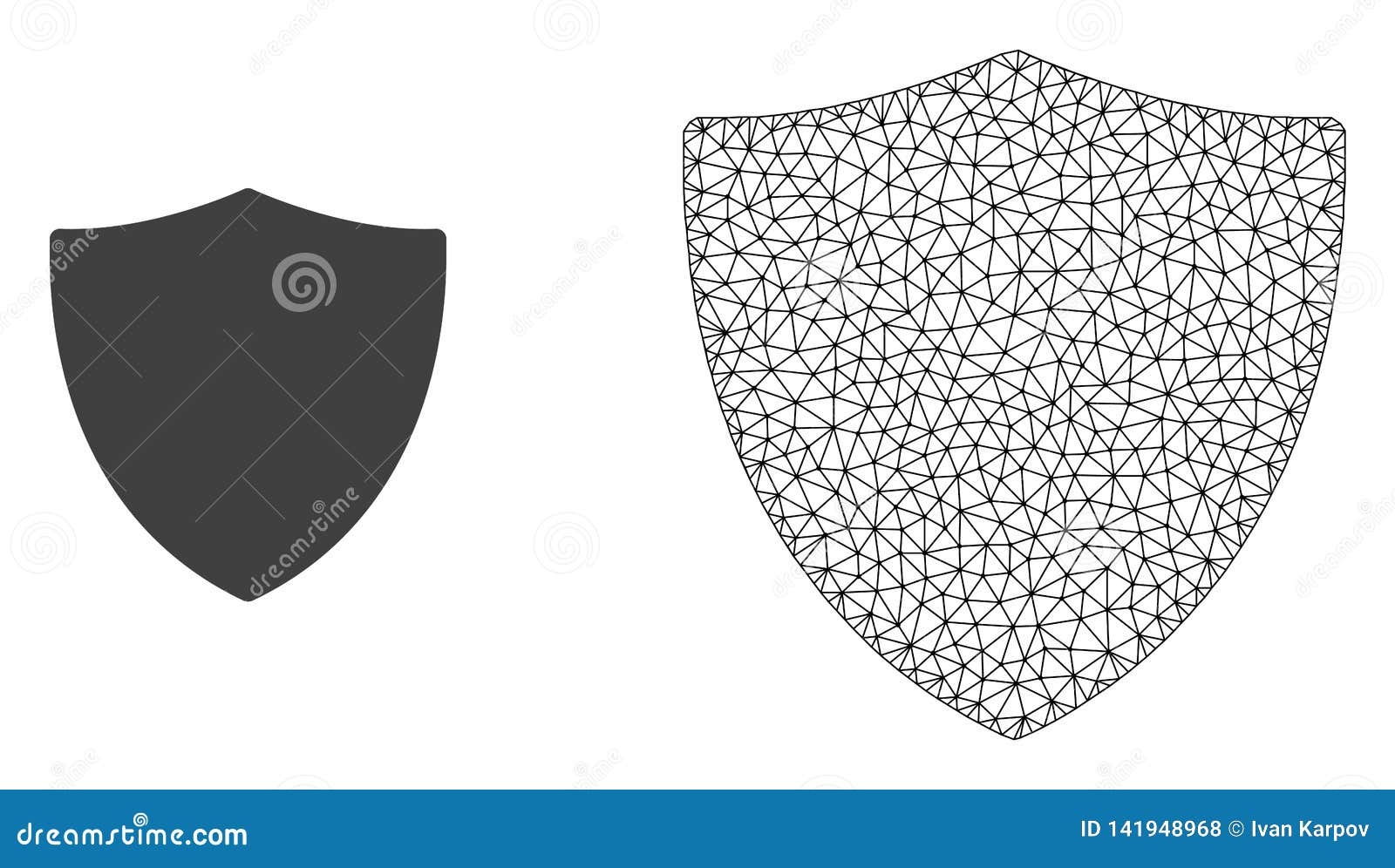 Vector Network Mesh Protection Shiled and Flat Icon Stock Vector ...