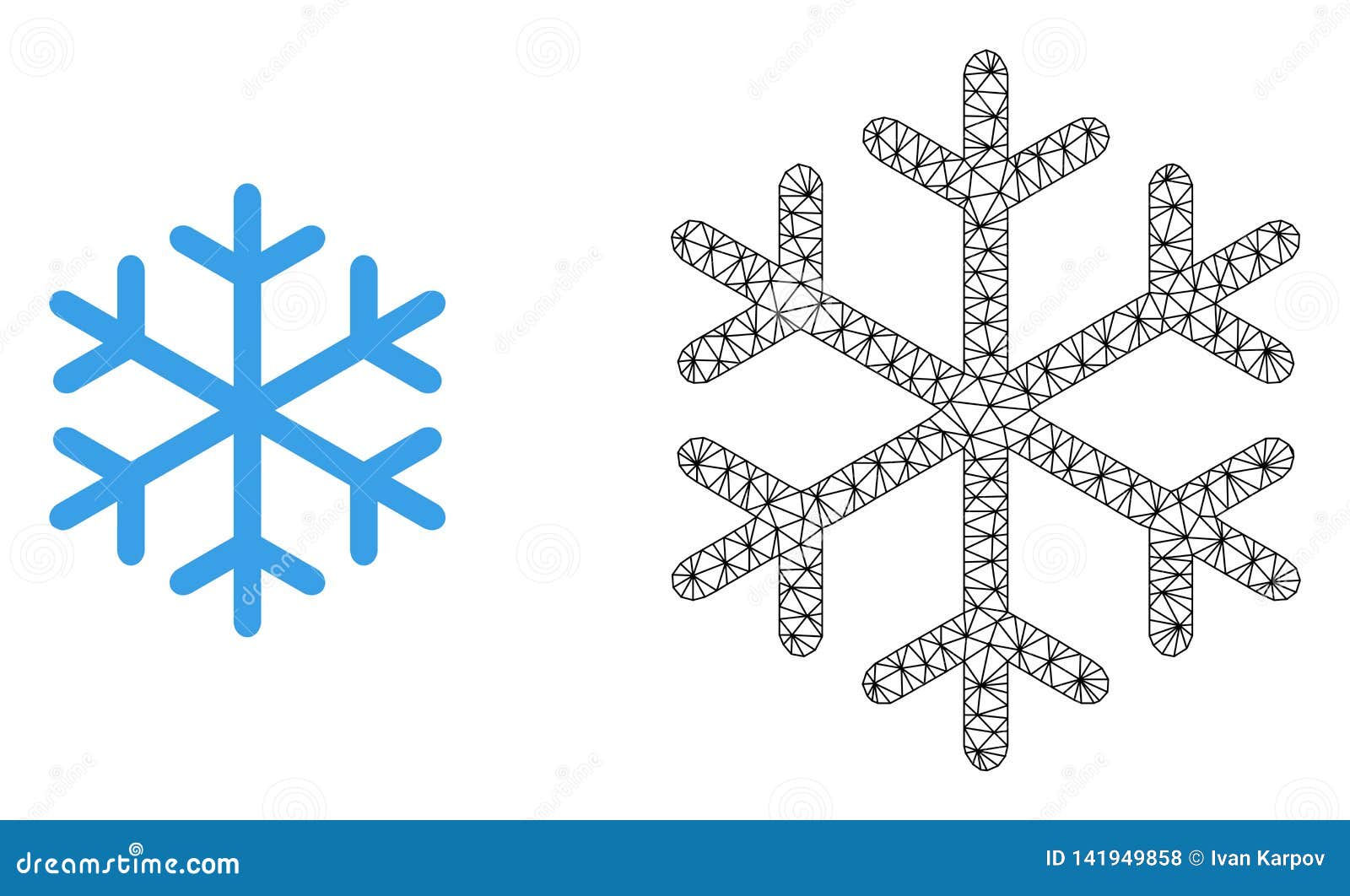 Vector Network Mesh Snowflake and Flat Icon Stock Vector - Illustration ...