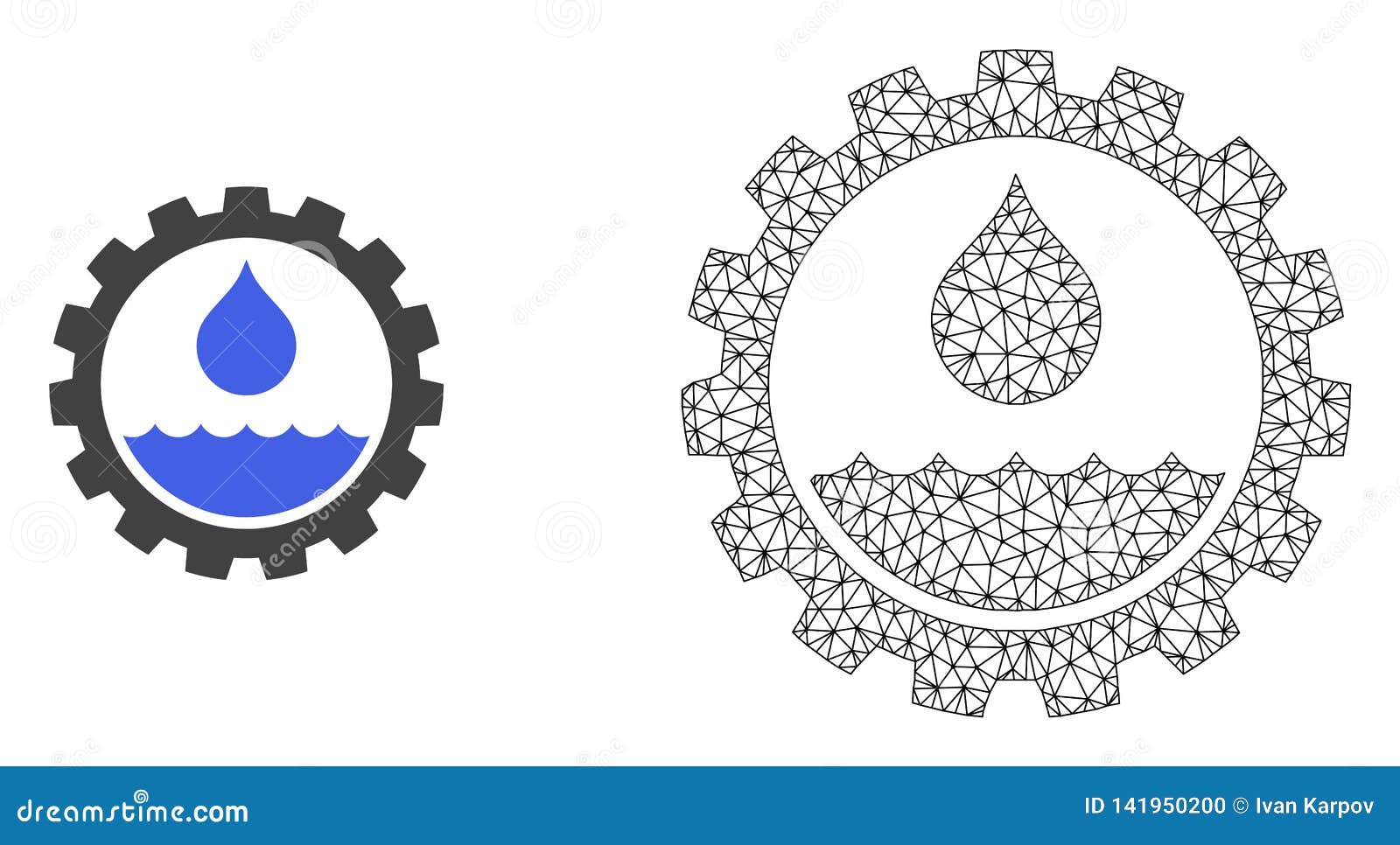 Vector Network Mesh Water Service and Flat Icon Stock Vector ...