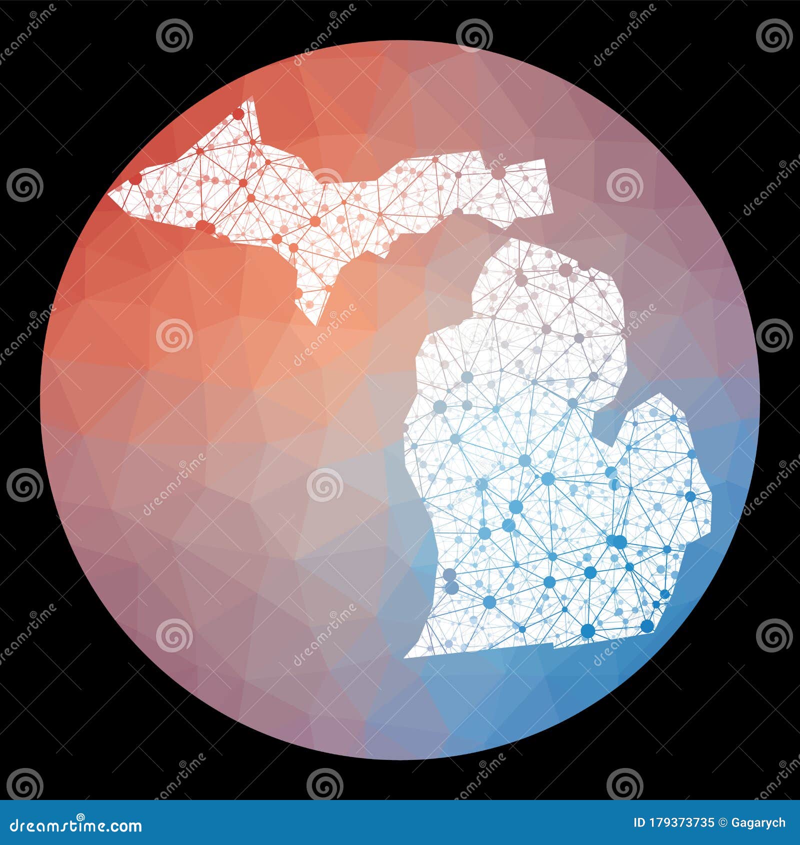 Low Poly Map Of Michigan. Cartoon Vector | CartoonDealer.com #234976267