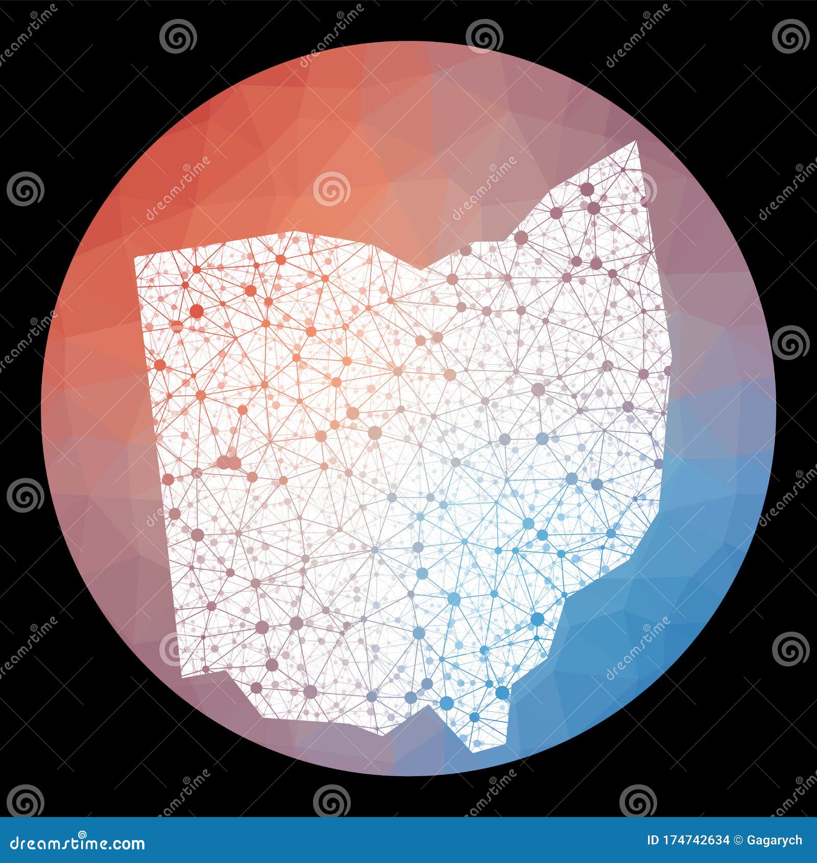 Vector network Ohio map. stock vector. Illustration of america - 174742634