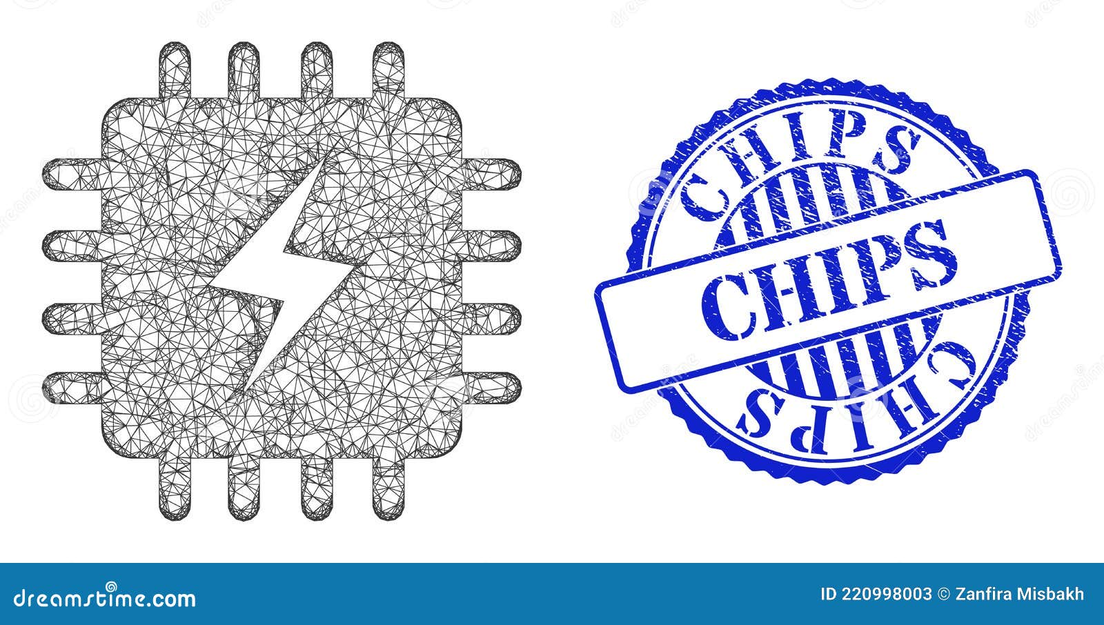 Grid Of Chips With A Yellow Meltdown Symbol On One Of The Cpus Royalty ...