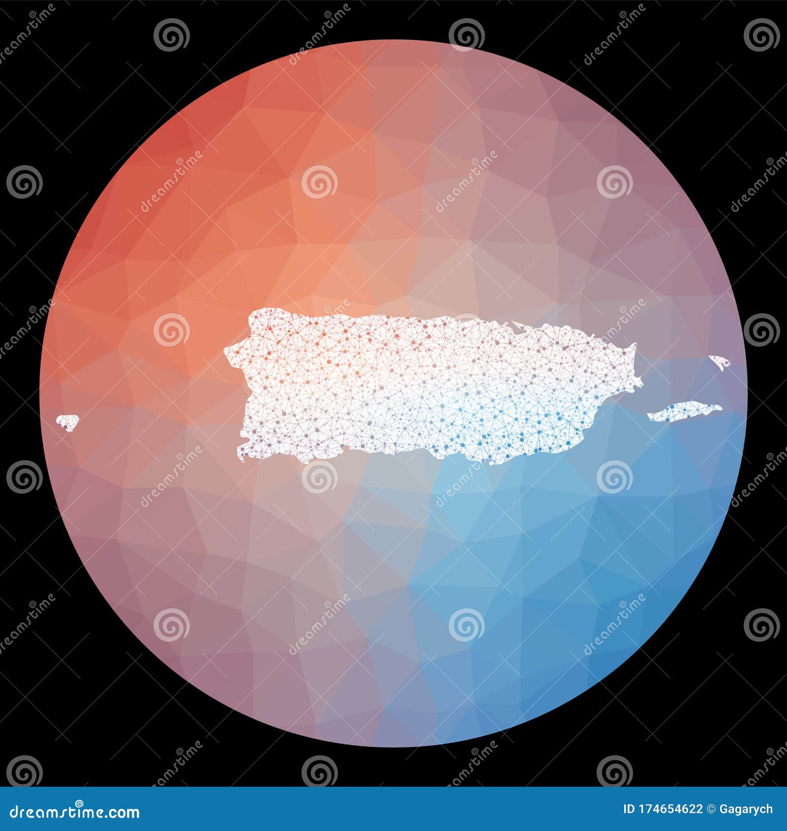 Vector Network Puerto Rico Map. Stock Vector - Illustration of atlas ...